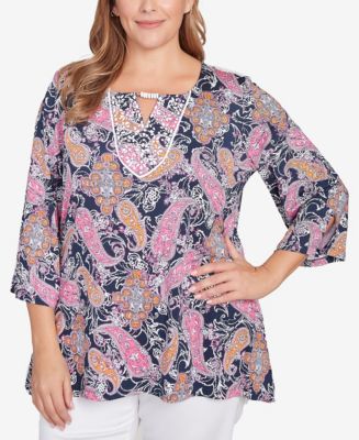 Ruby Rd. Plus Size Beaded Neck Knit Top - Macy's