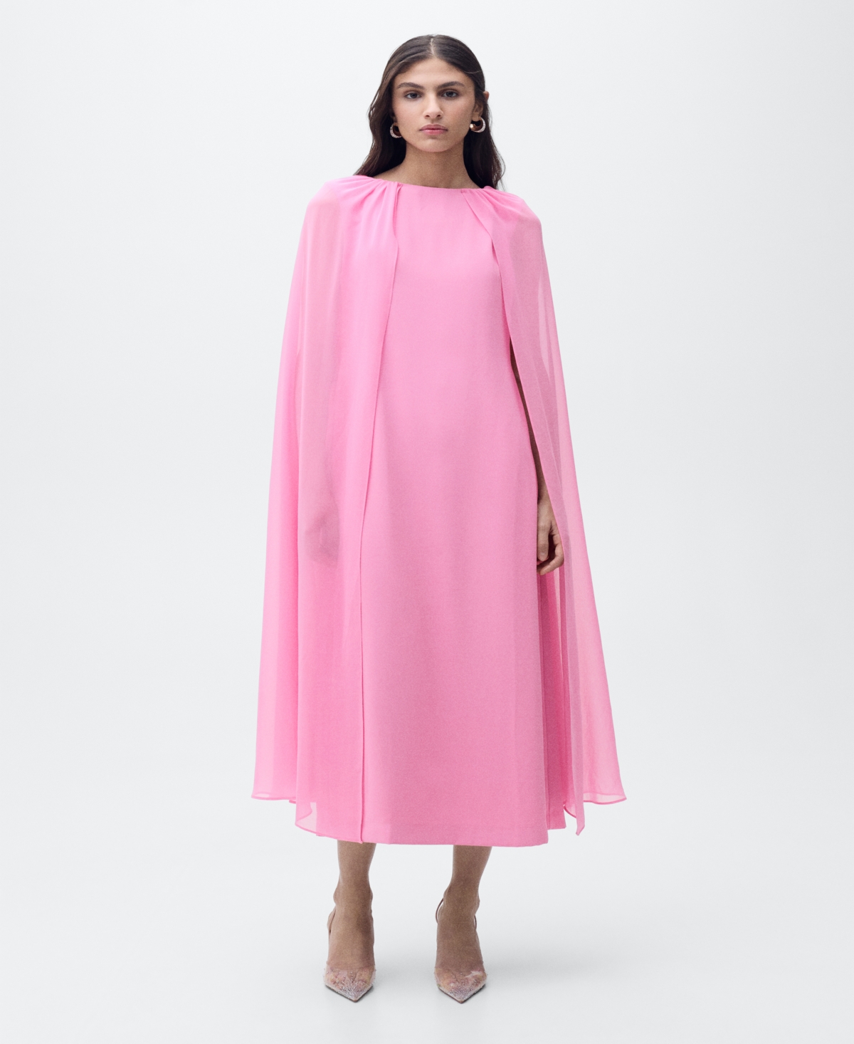 Click here for Mango Womens Flared Cape Dress - Pink prices