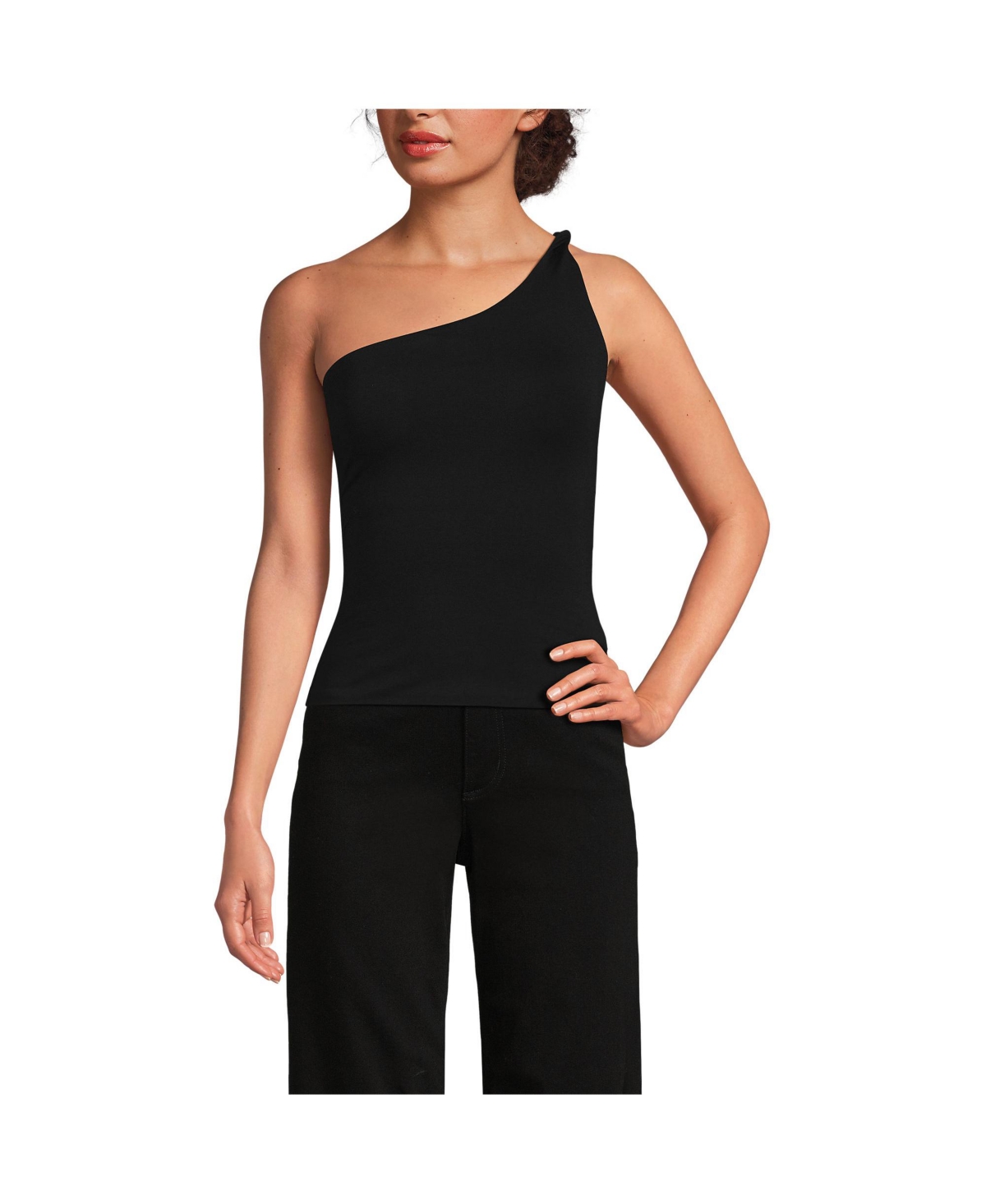 Click here for Lands End Womens Slender One Shoulder Top - Black prices