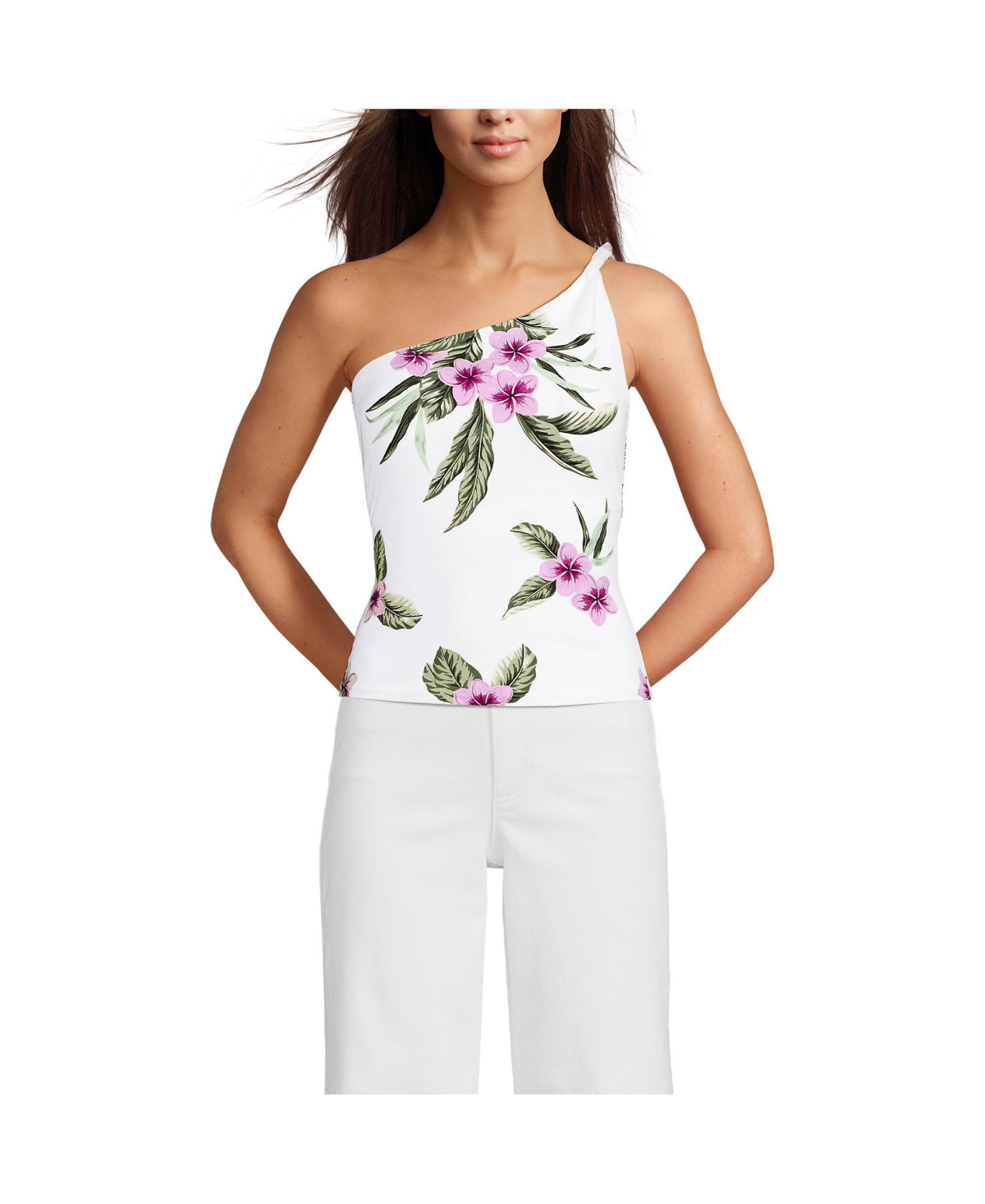 Click here for Lands End Womens Slender One Shoulder Top - White/... prices