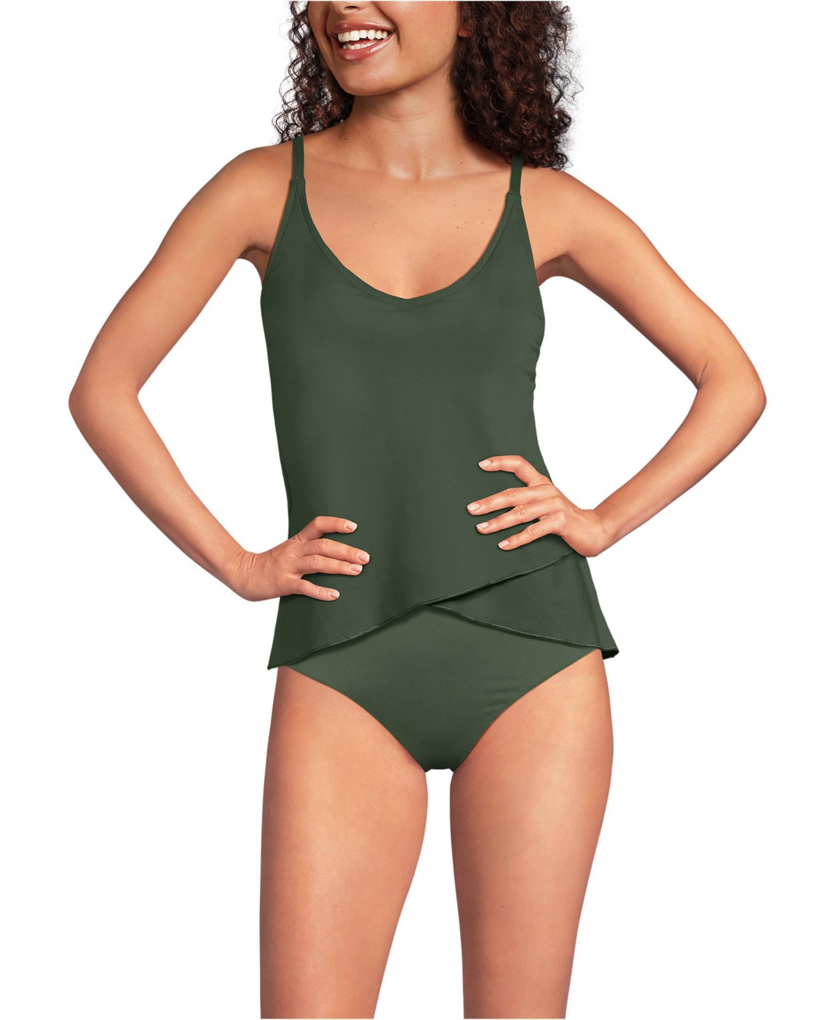 Click here for Lands End Womens Tulip Hem Tankini Top - Rich oliv... prices