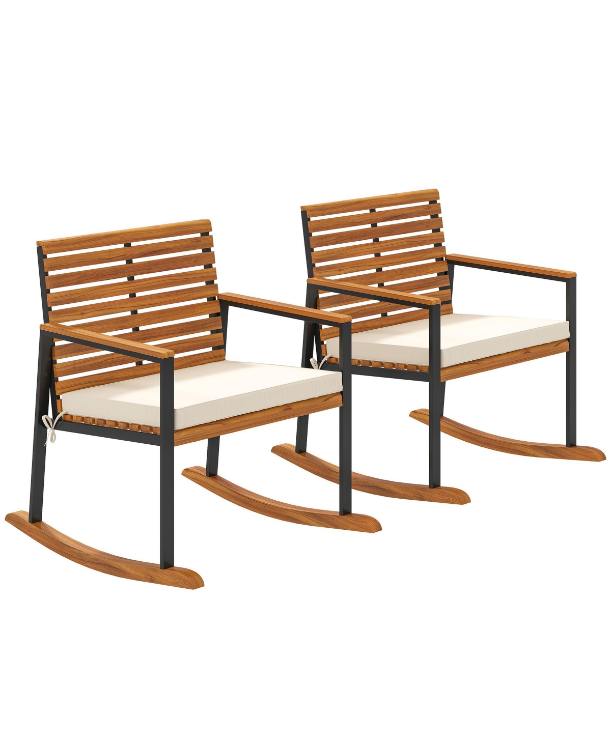 Click here for Outsunny 2PCS Outdoor Rocking Chair  Wooden Outdoo... prices