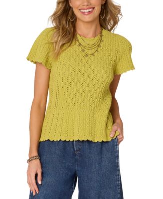 Democracy Women's Crochet Peplum Sweater - Macy's