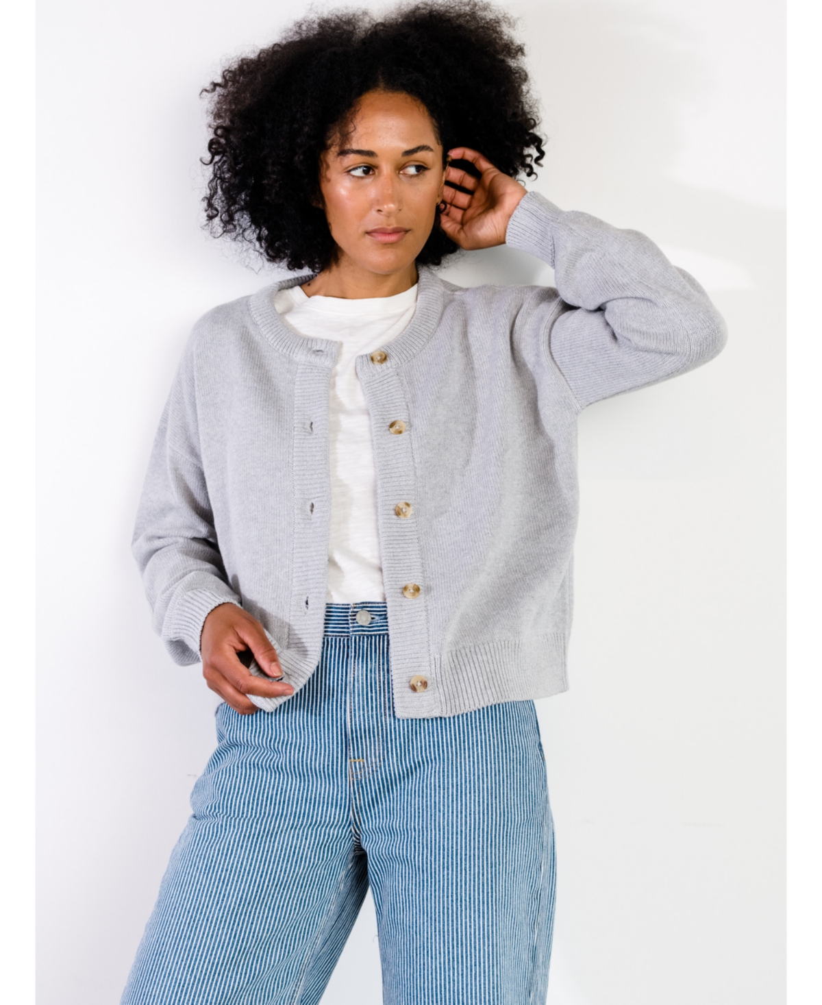 Able Womens Willow Classic Cardigan - Heather grey