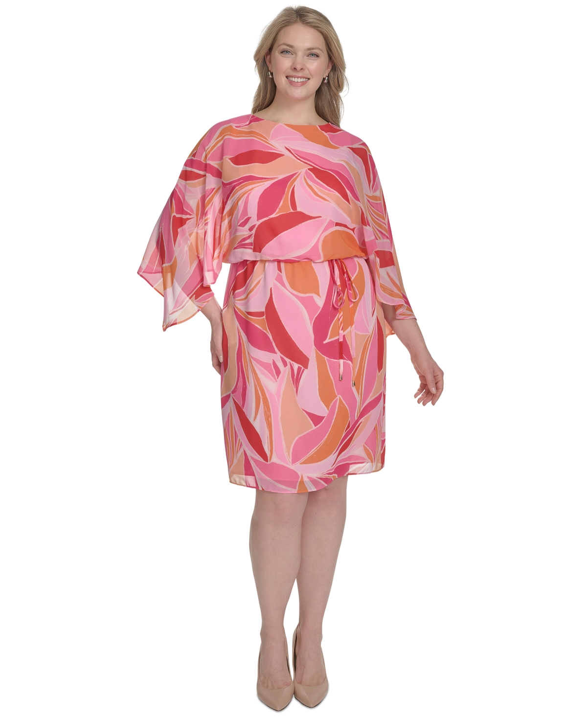 Click here for Jessica Howard Plus Size Printed Chiffon 3/4-Sleev... prices