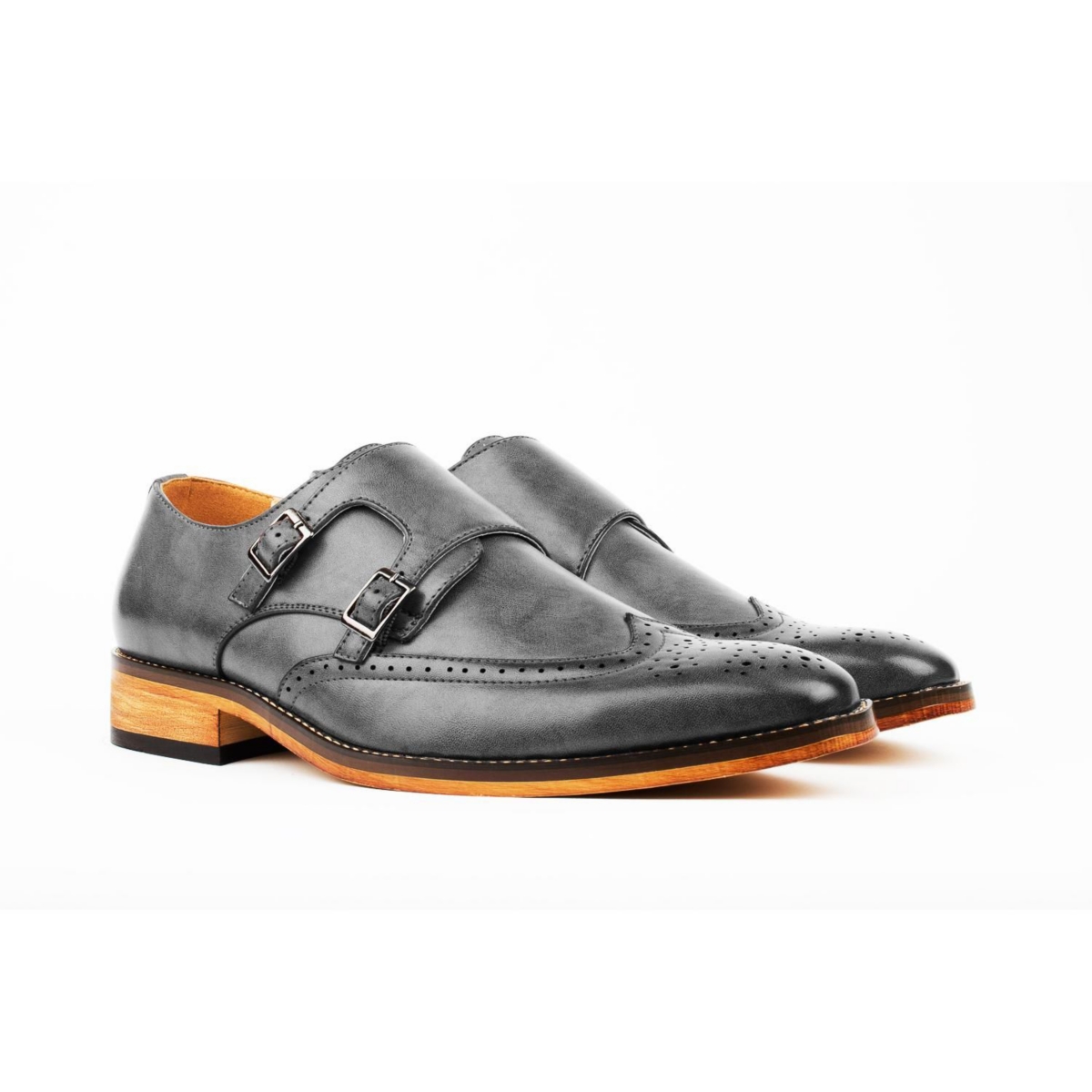 Click here for Gino Vitale Mens Monk Strap Brogue Dress Shoes - G... prices