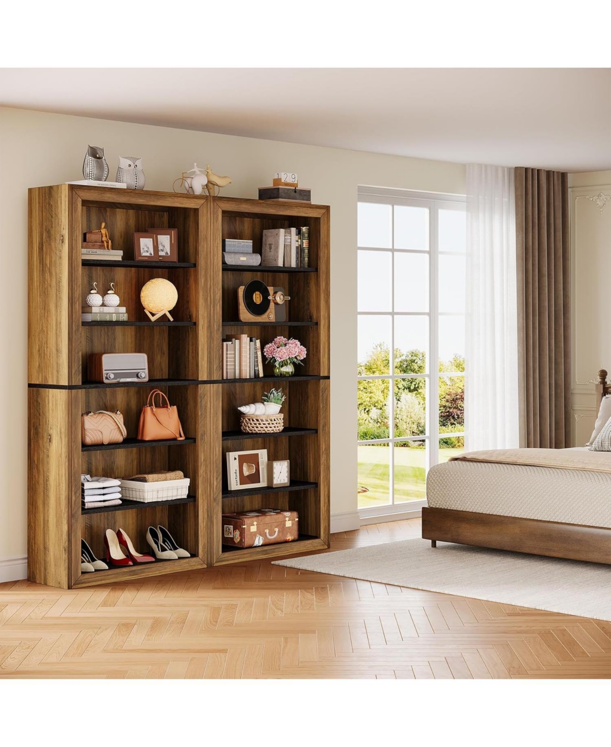 Click here for Tribesigns Set of 2 Tall Bookshelves  74.4 Vintage... prices