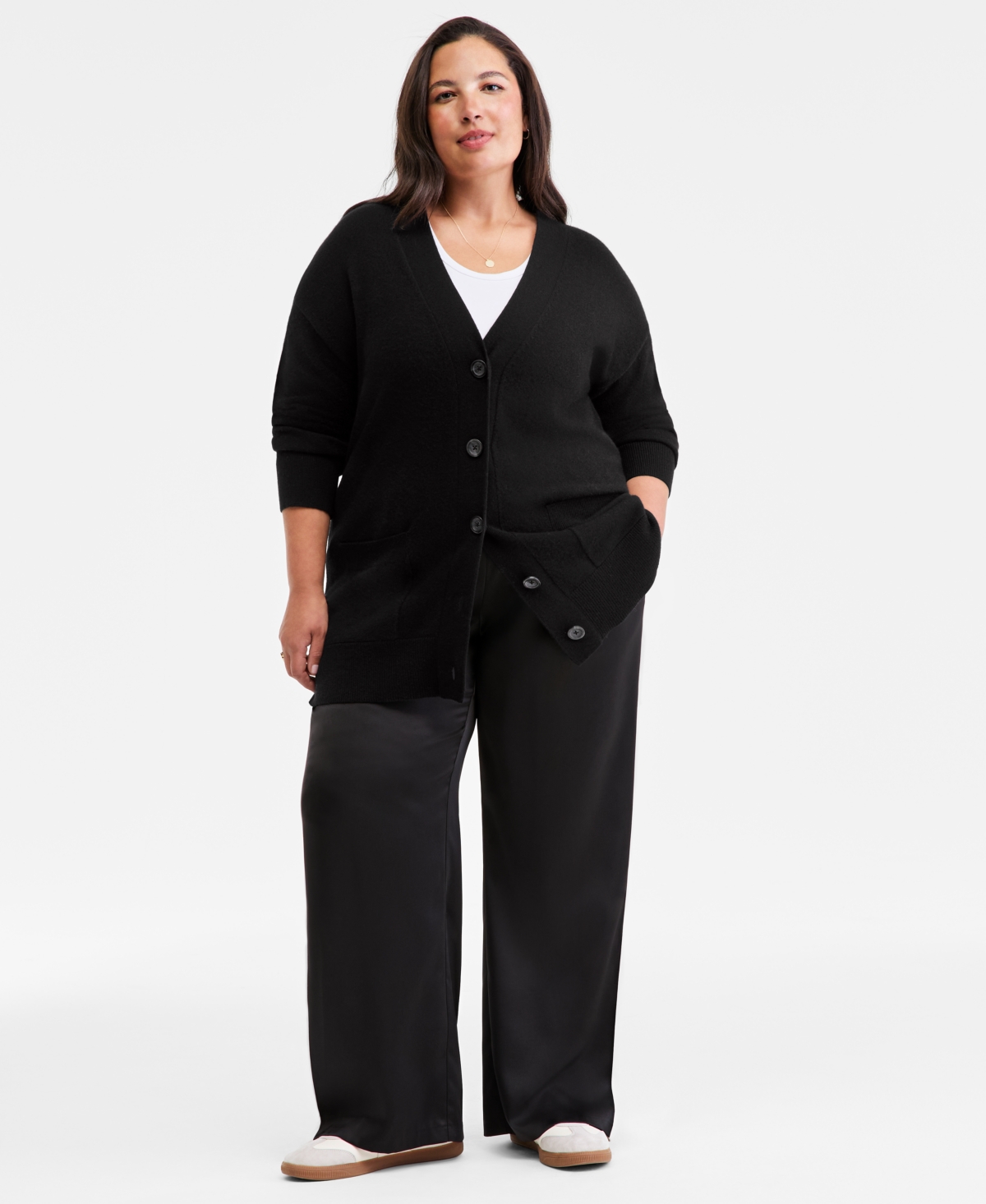 Click here for Charter Club Plus Size 100 Cashmere Button-Front C... prices