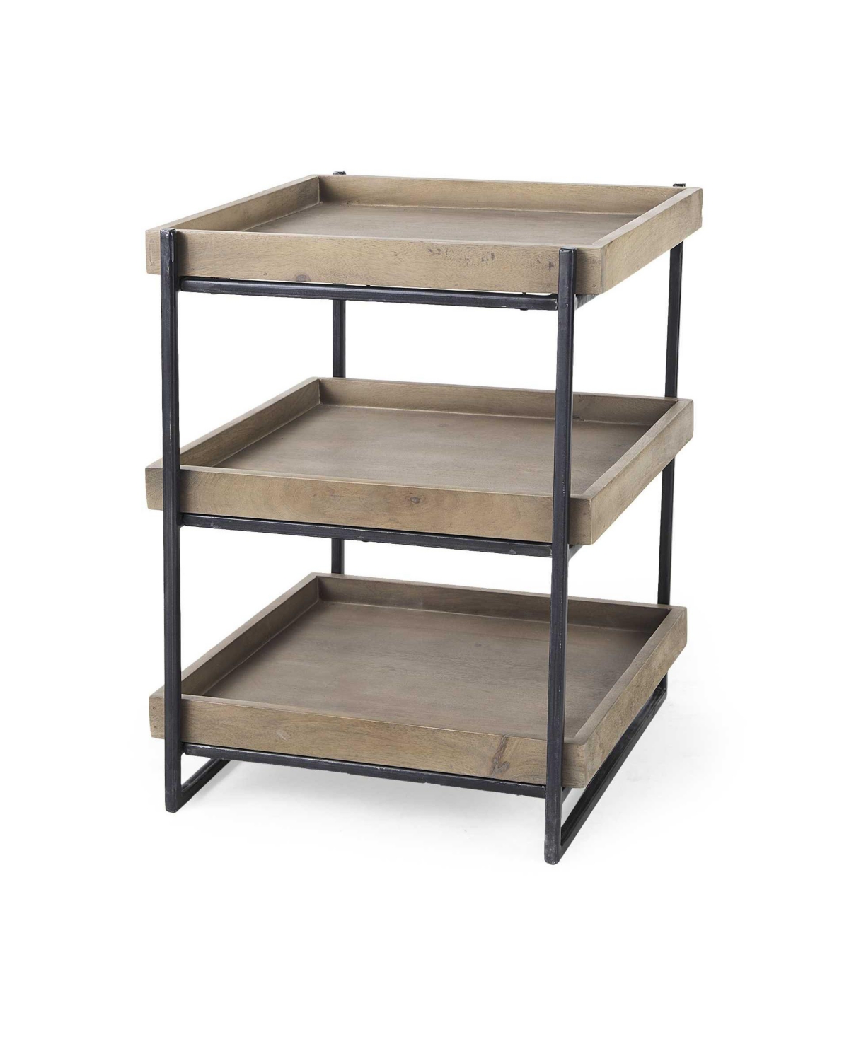 Click here for Rustic Solid Wood Square End Table with Two Shelve... prices