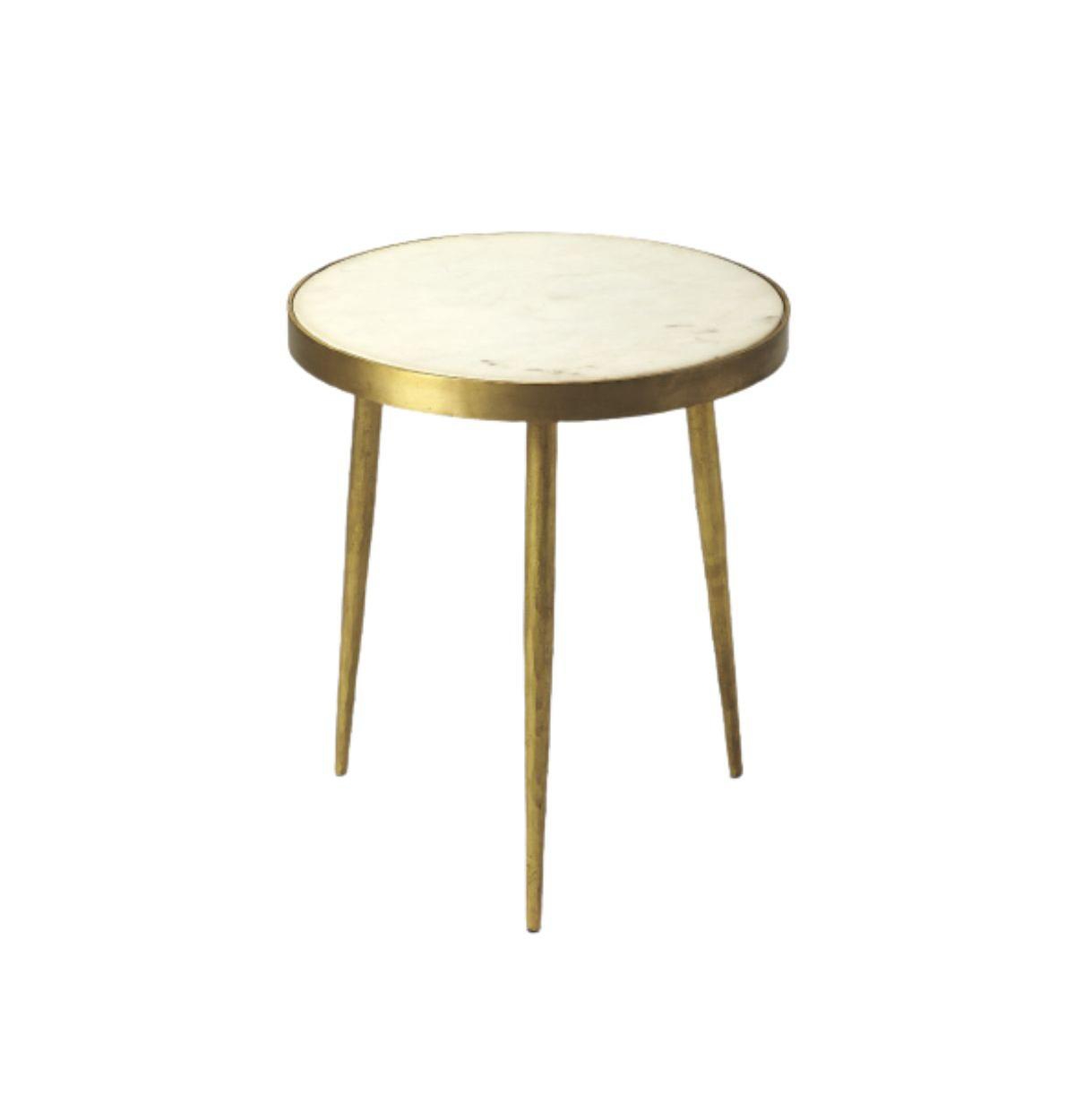 Click here for 18" Gold And White Marble Round End Table - W... prices