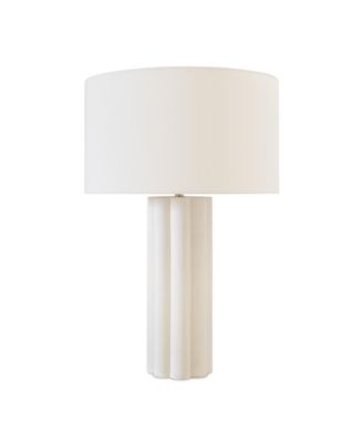 Becca LED Geometric Pillar Table Lamp with Cream Fabric Shade, Bulb ...