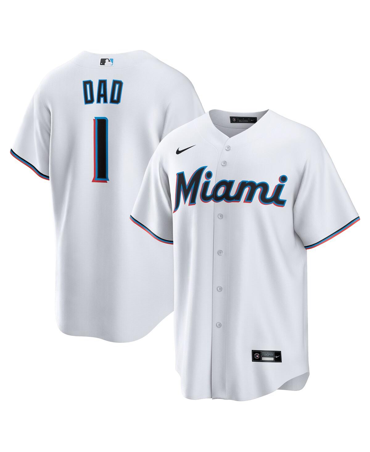 Click here for Nike MensÂ White Miami Marlins 1 Dad Home Replica... prices