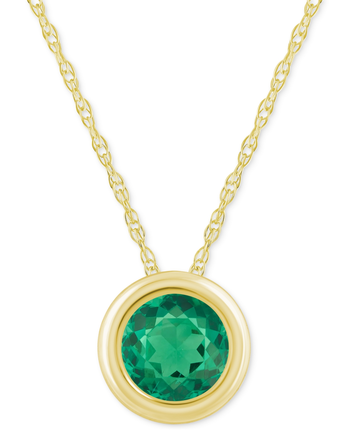 Click here for Gemstone Round 18 Pendant Necklace in 10k Yellow G... prices