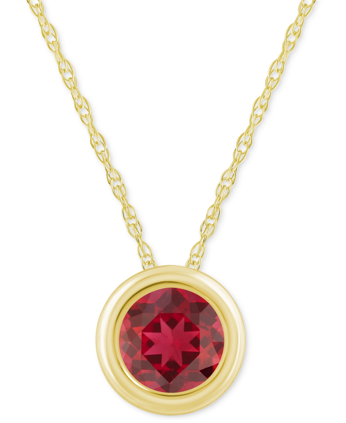 Click here for Gemstone Round 18 Pendant Necklace in 10k Yellow G... prices