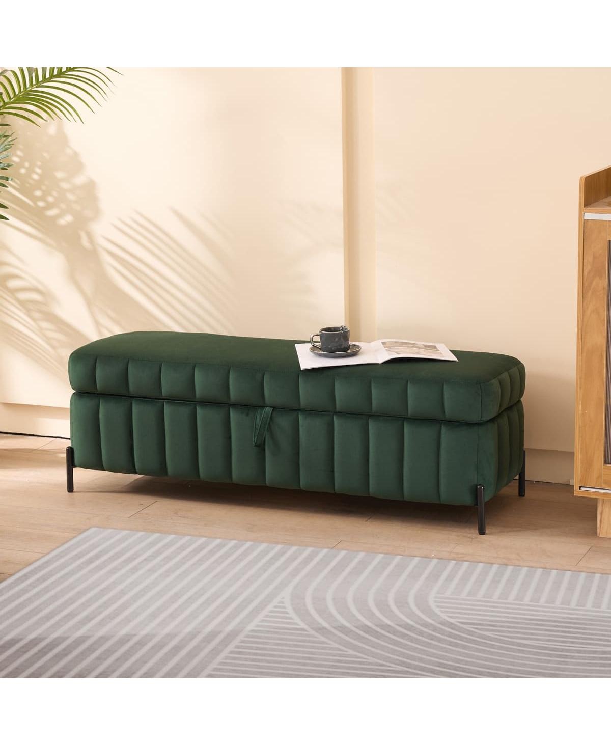 Click here for Velvet Upholstered Storage Bench with Flip Top Hid... prices