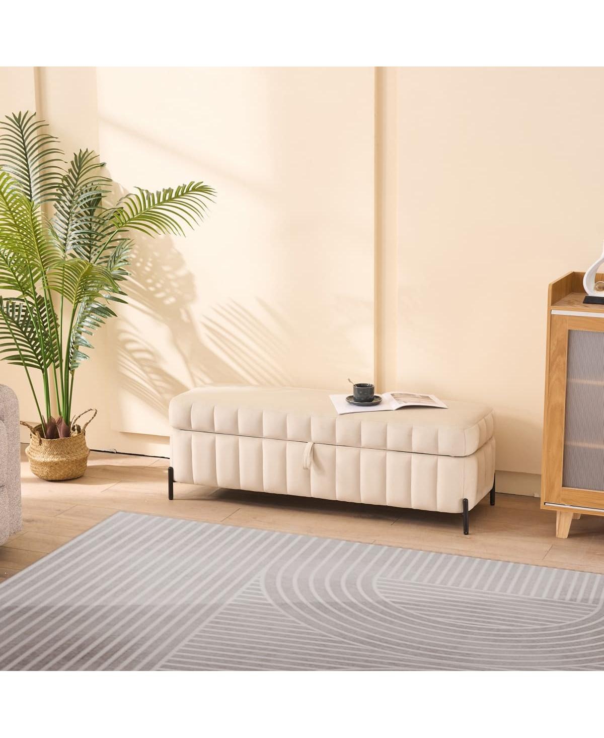 Click here for Velvet Upholstered Storage Bench with Flip Top Hid... prices