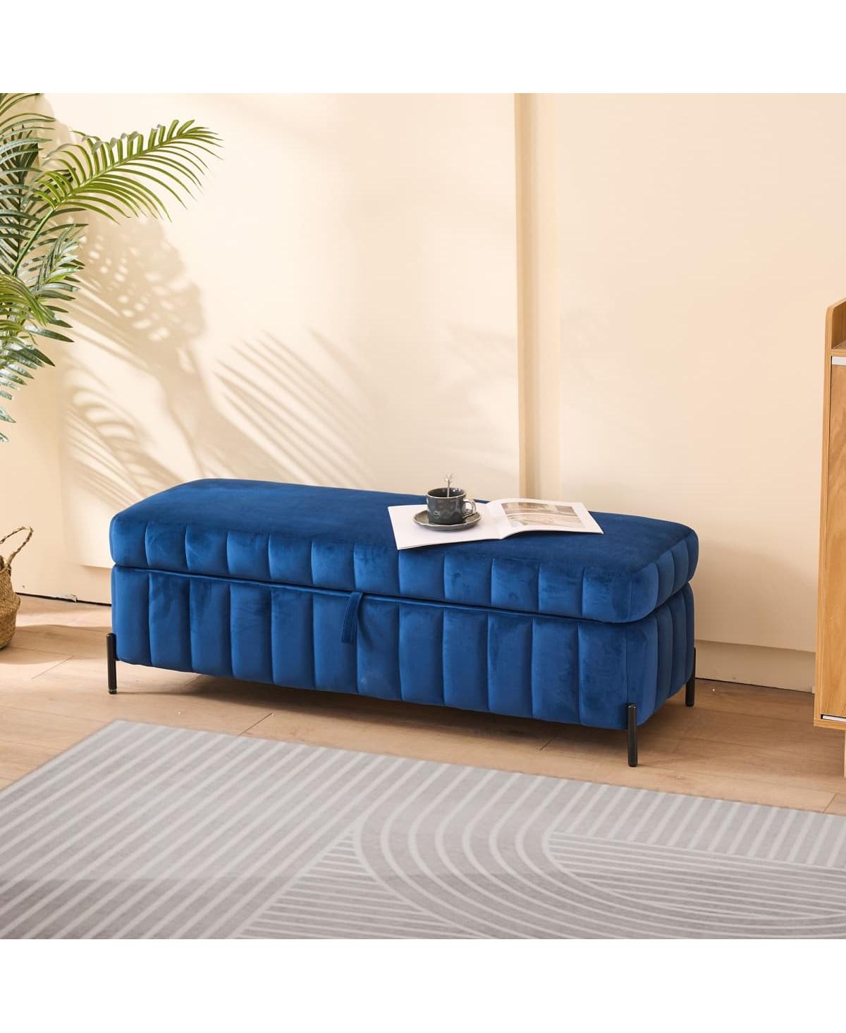 Click here for Velvet Upholstered Storage Bench with Flip Top Hid... prices
