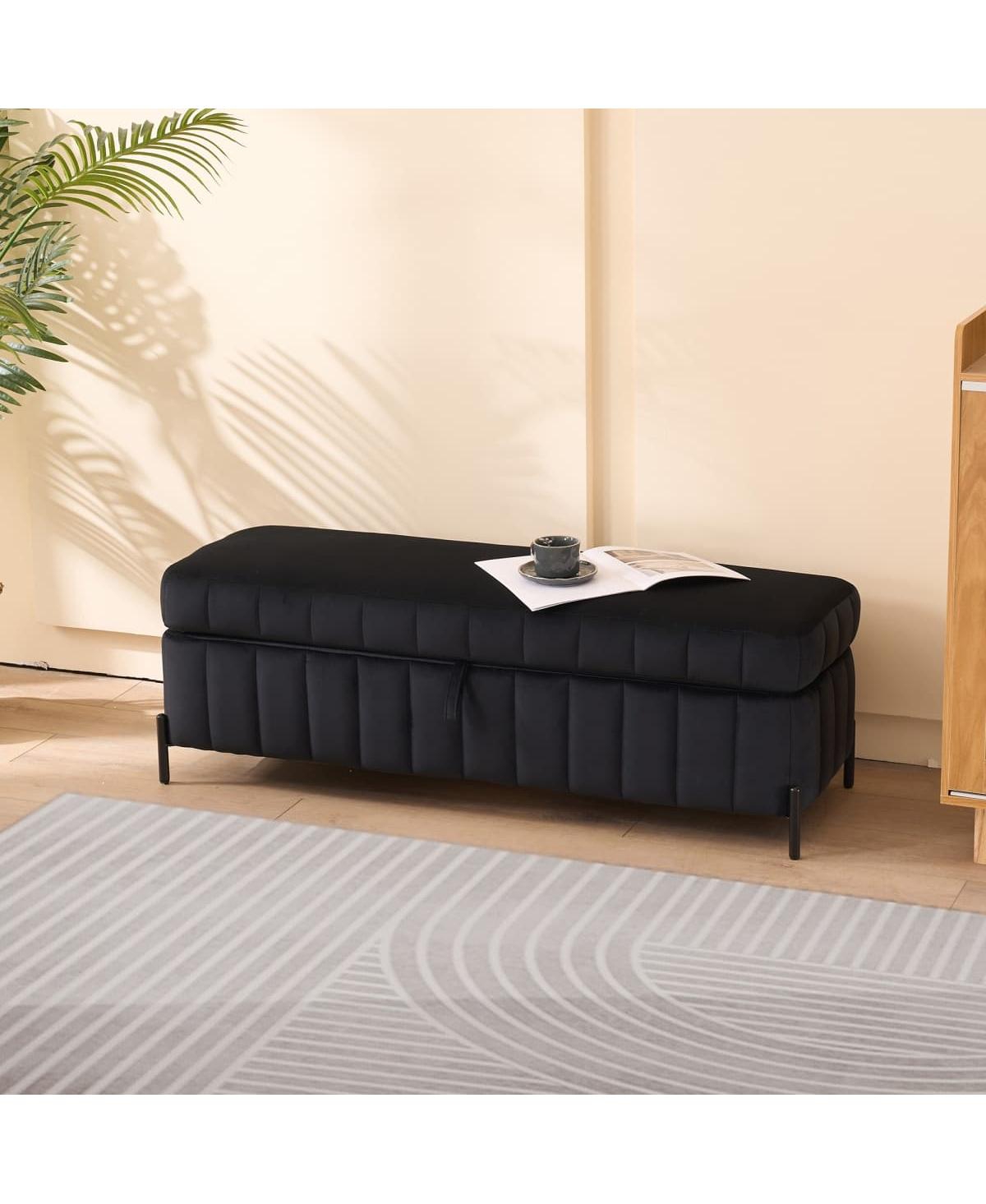 Click here for Velvet Upholstered Storage Bench with Flip Top Hid... prices