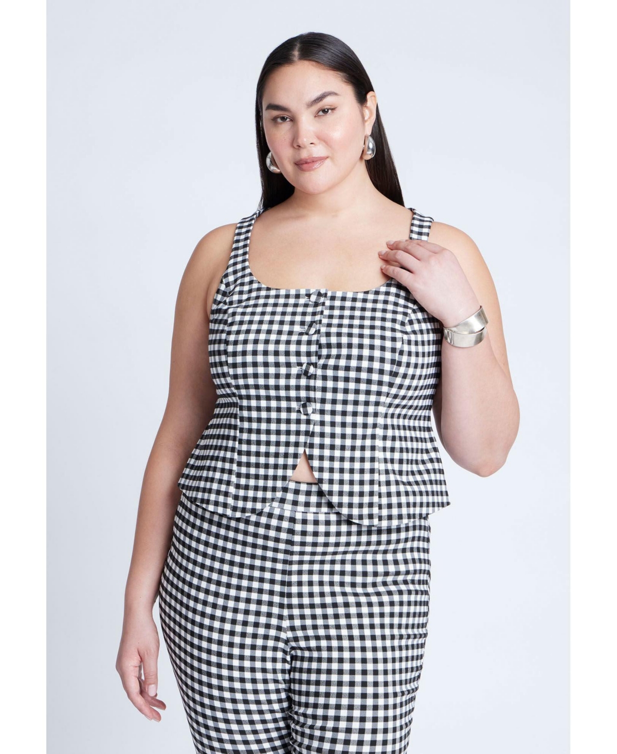 Click here for Eloquii Womens Plus Size Gingham Square Neck Vest... prices
