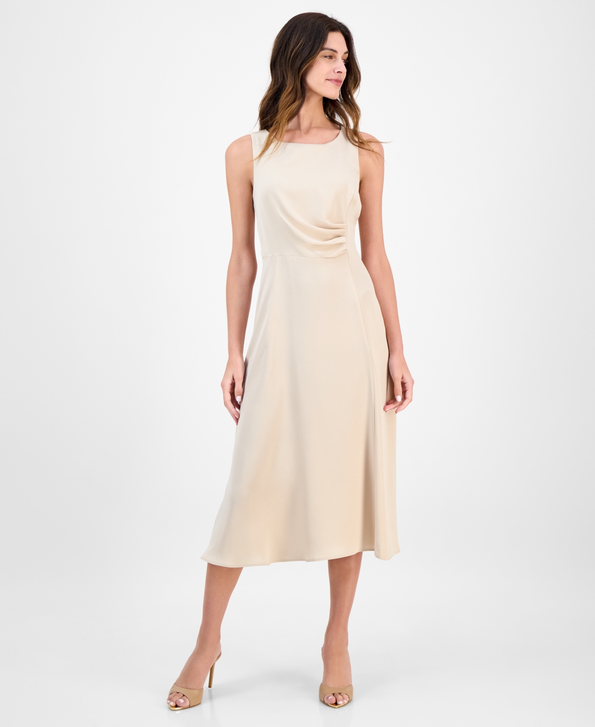 Click here for Connected Womens Pleated-Waist Midi Dress - Chg Be... prices
