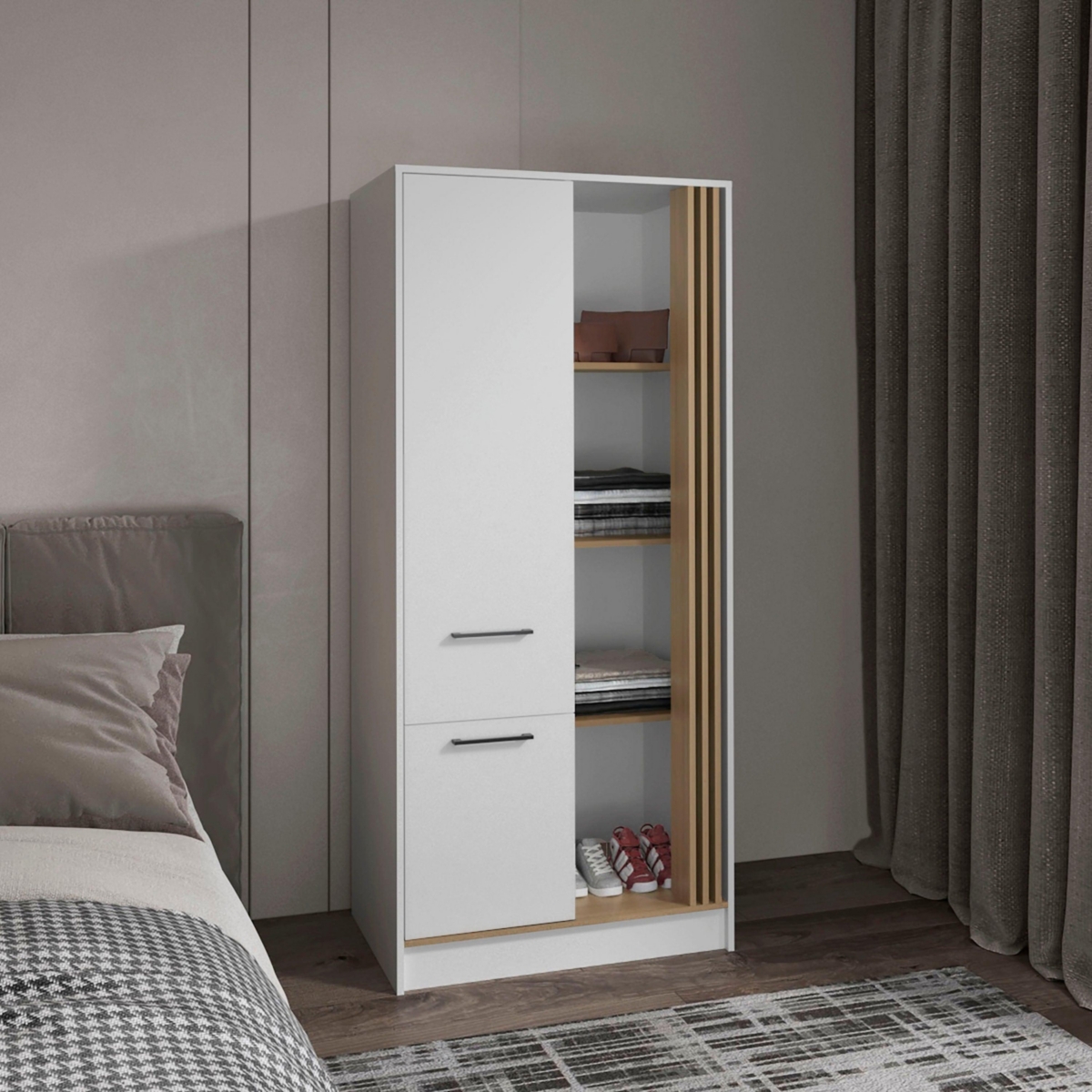 Click here for Ferndale Armoire  1 Door  1 Drawer  4 Shelves  Whi... prices
