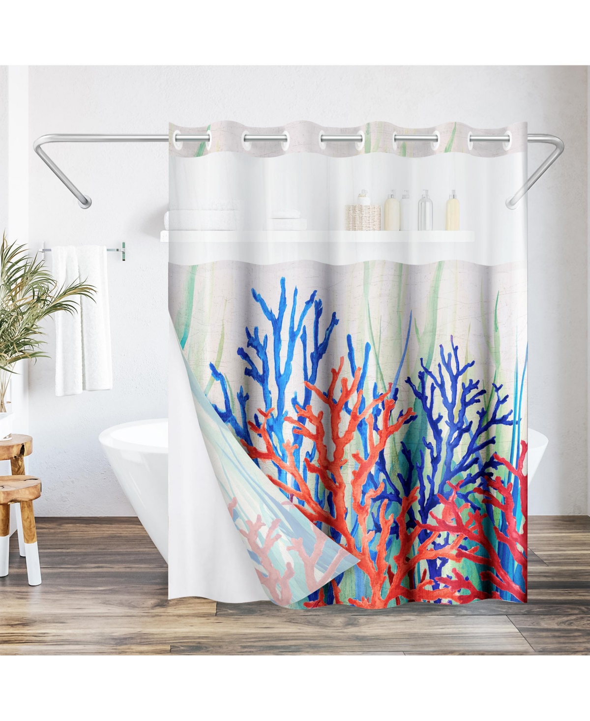 Click here for Americanflat 72x75 Hookless Shower Curtain - Coast... prices