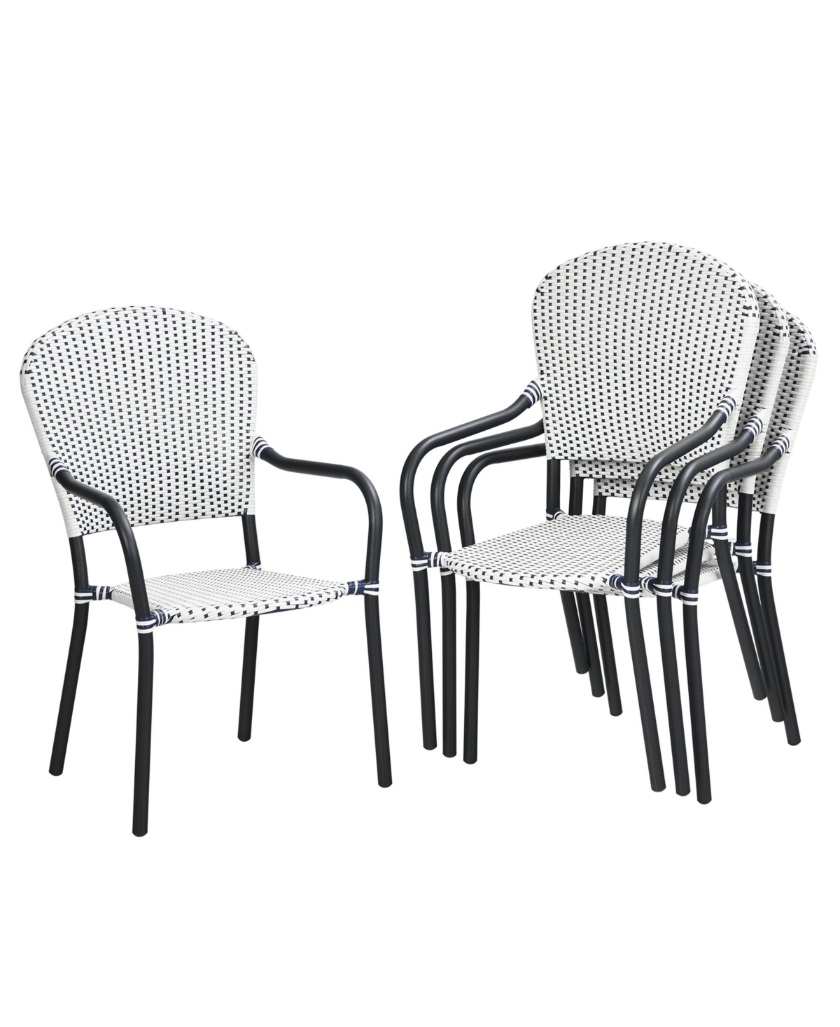 Click here for Gymax Set of 4 Patio Rattan Dining Chairs Stackabl... prices