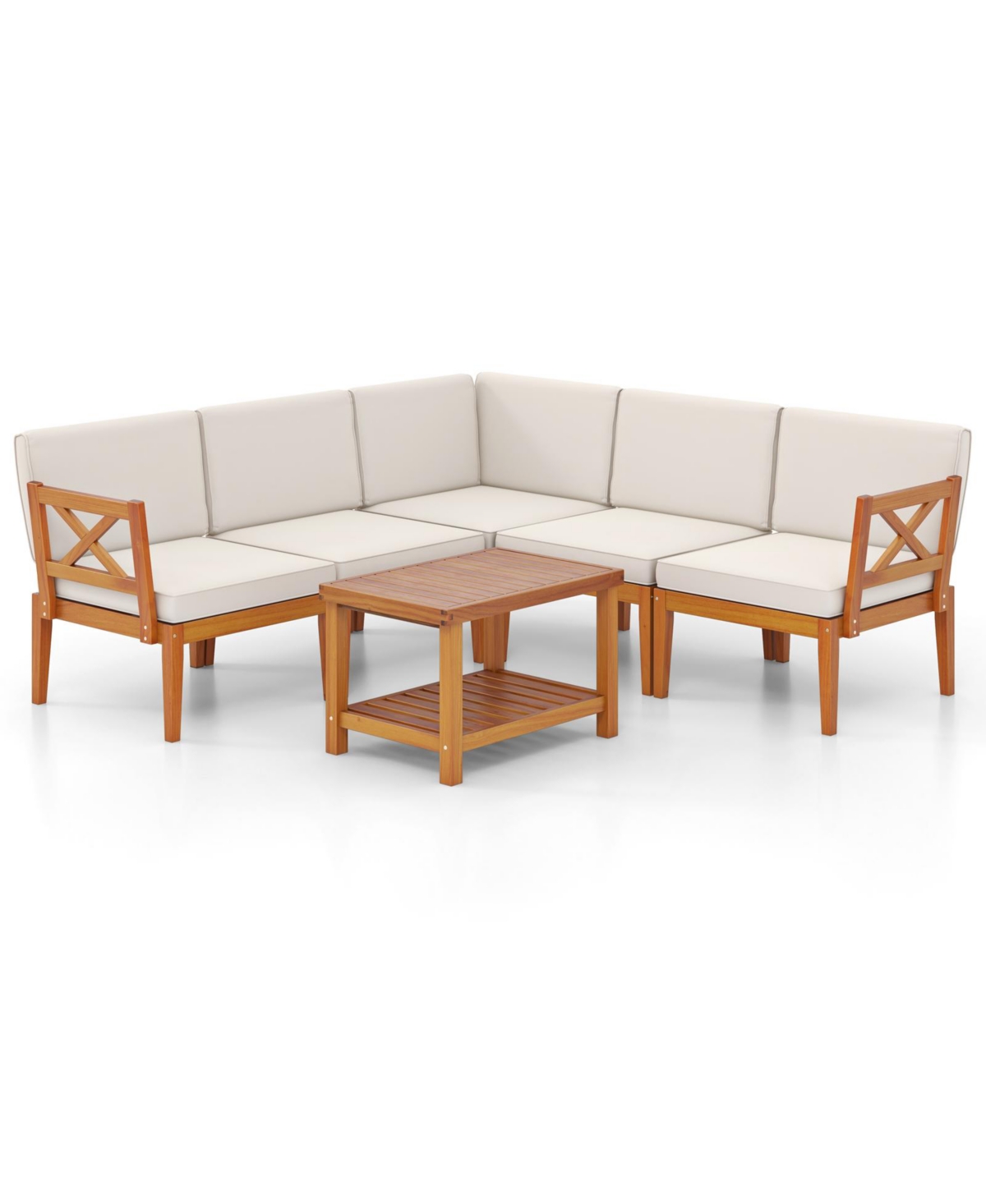 Click here for 6 Pieces Acacia Wood Patio Furniture Set with Cush... prices