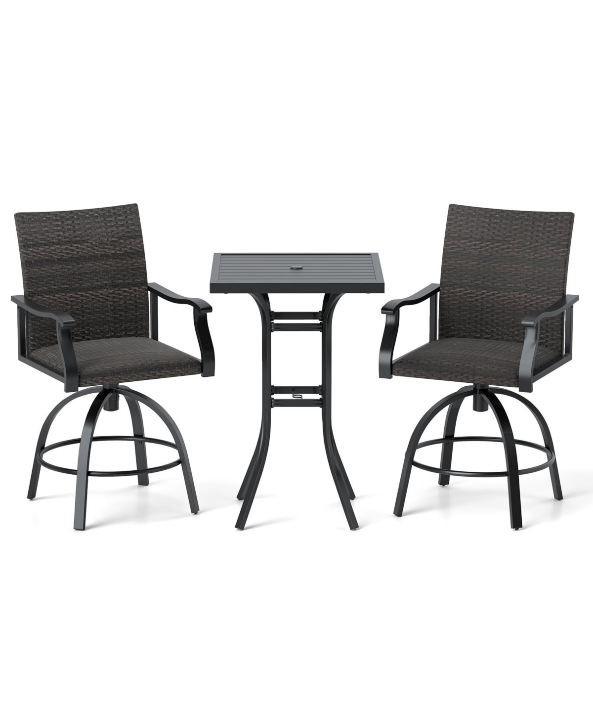 Click here for 3 Pieces Pe Wicker Patio Swivel Bar Set with Quick... prices