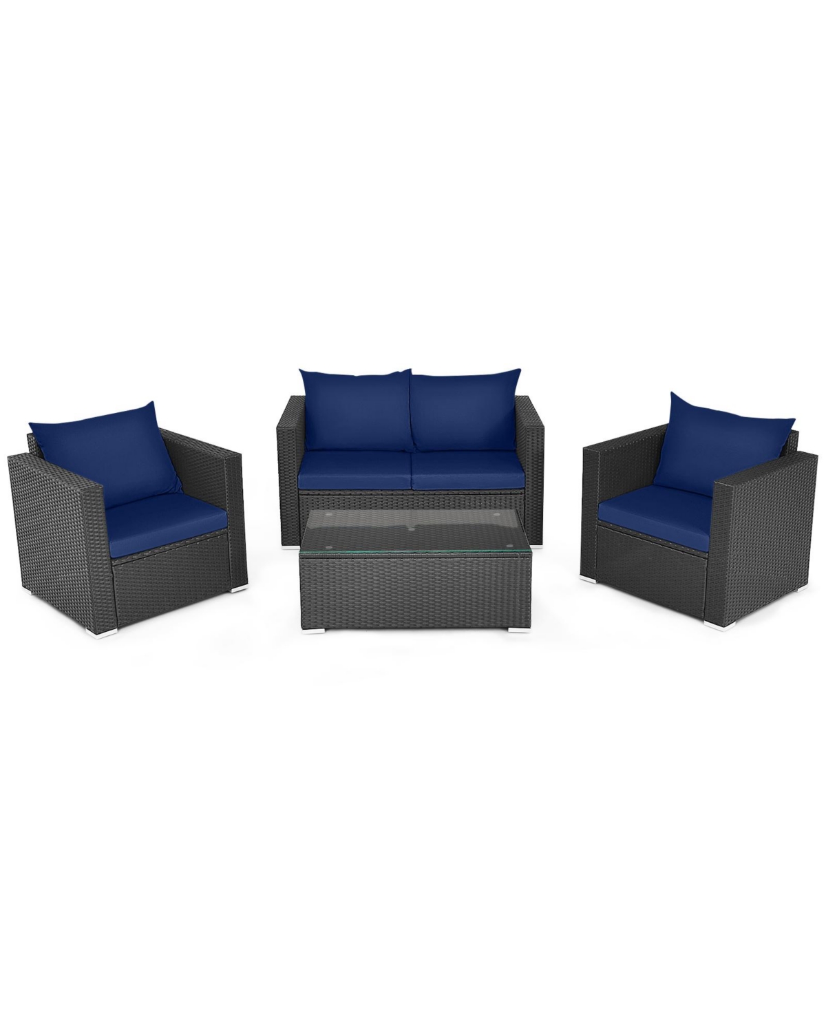 Click here for 4 Pieces Patio Rattan Conversation Set with Padded... prices