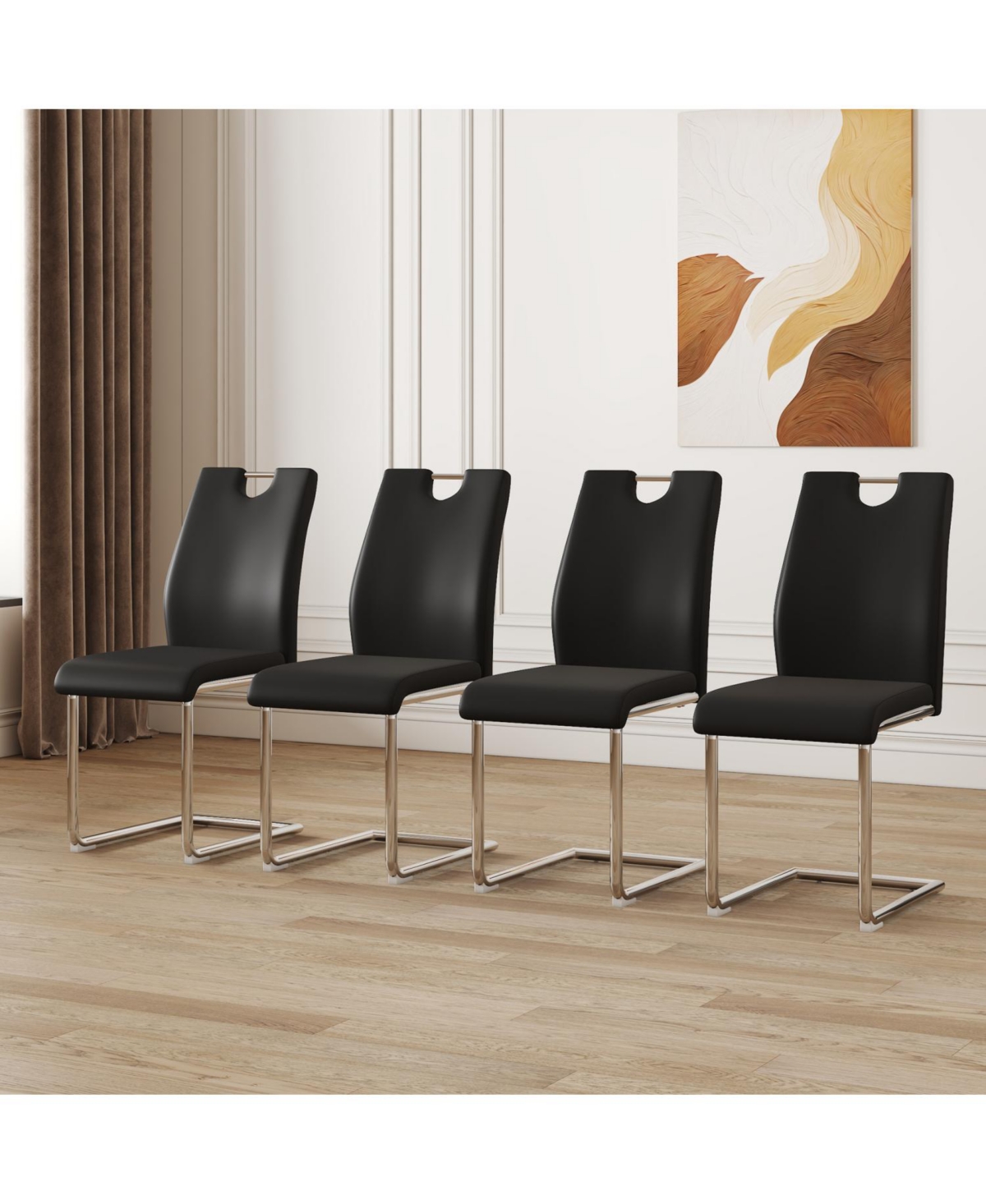 Click here for Streamdale Modern Faux Leather Dining Chairs Set o... prices