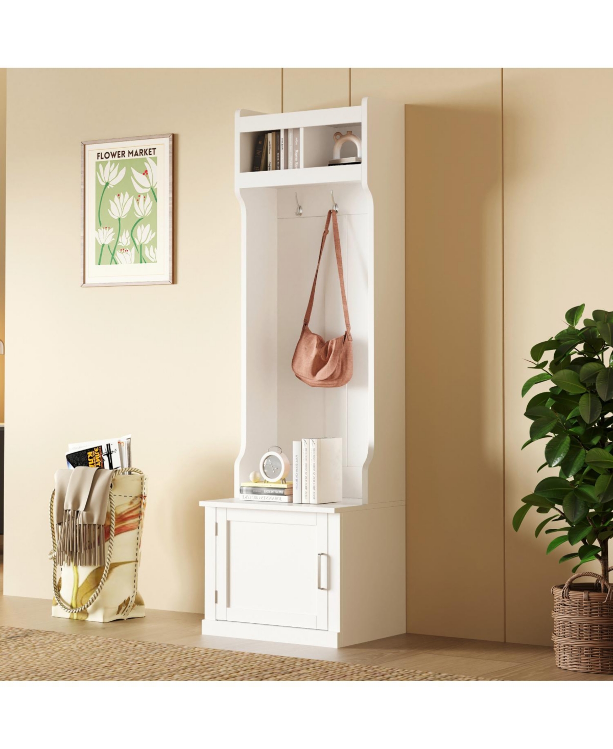 Click here for Streamdale Slim Hall Tree with Cabinet & Hooks - W... prices