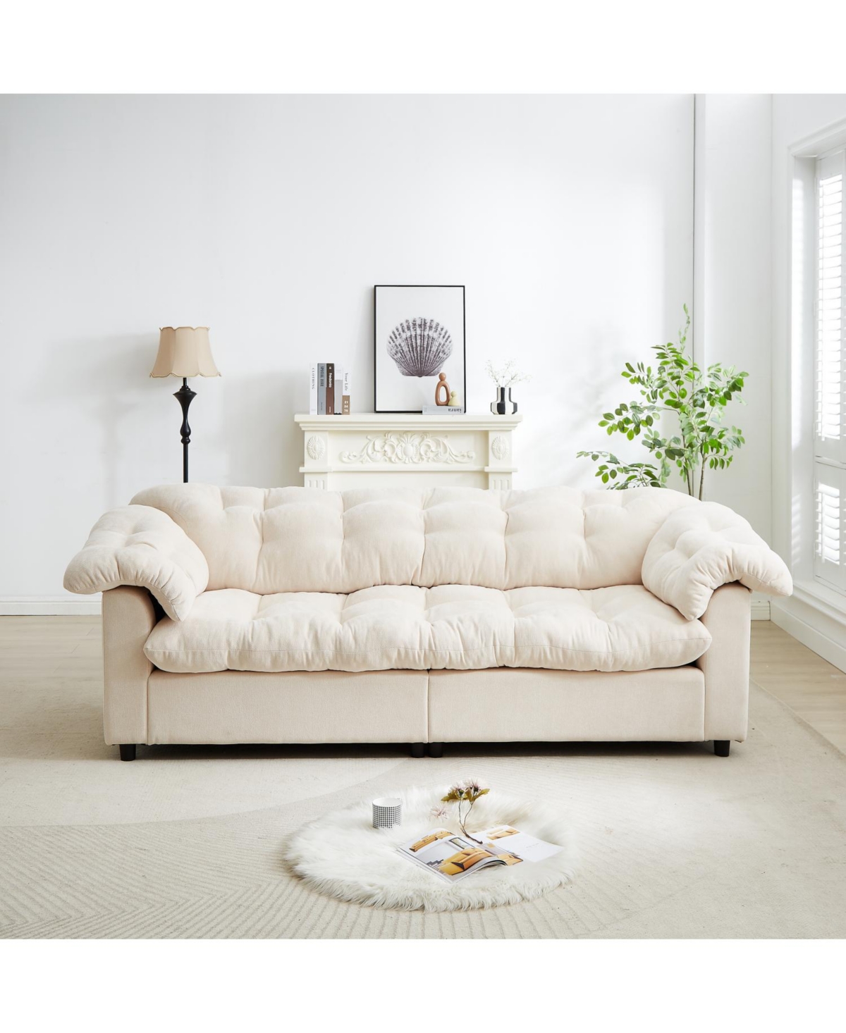Click here for Streamdale Chenille Deep Seat Sofa - Fluffy Cloud... prices