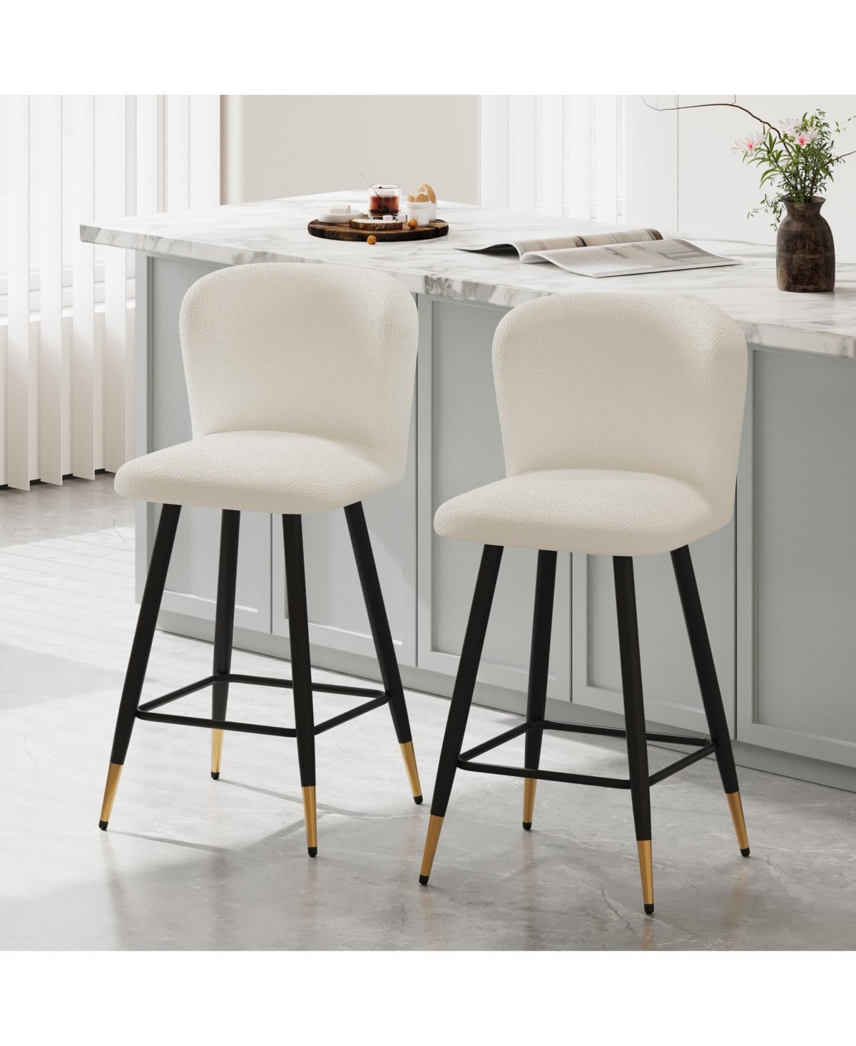 Click here for Streamdale Modern Barstool White Seats  Black Meta... prices