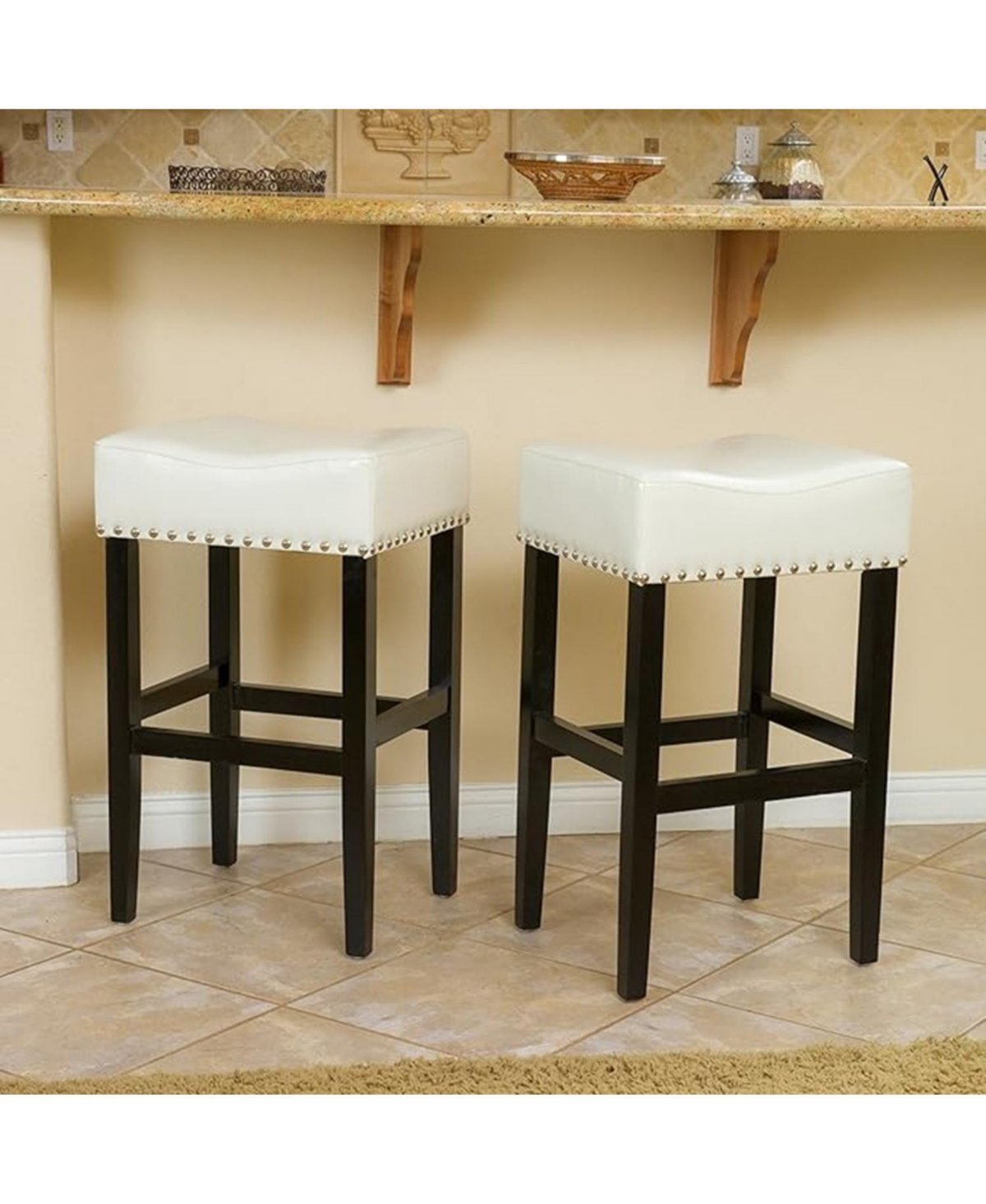 Click here for Streamdale 30-inch Backless ivory Leather Counter... prices