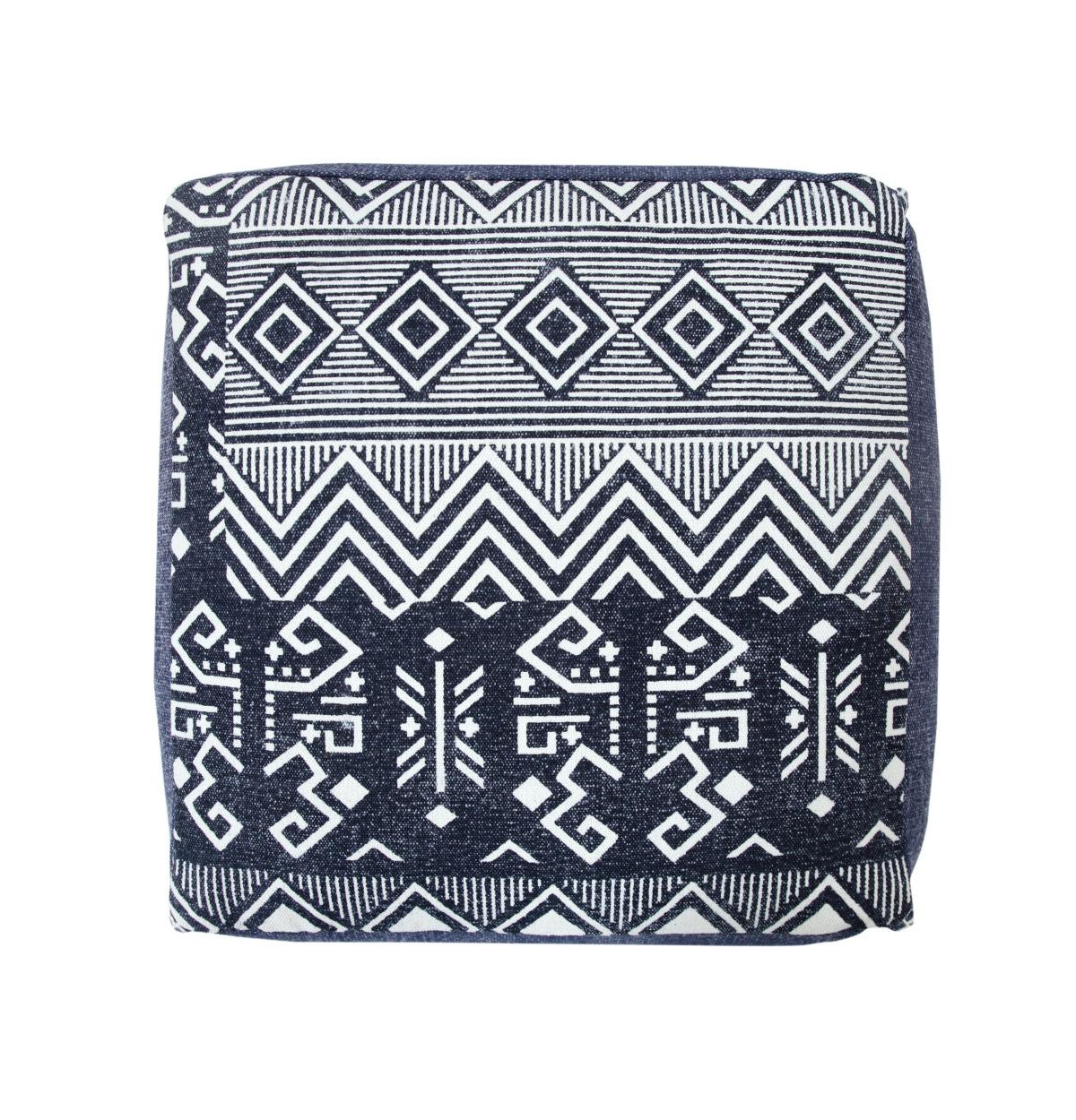 Click here for 18" Blue 100 Cotton Ottoman - Multi prices