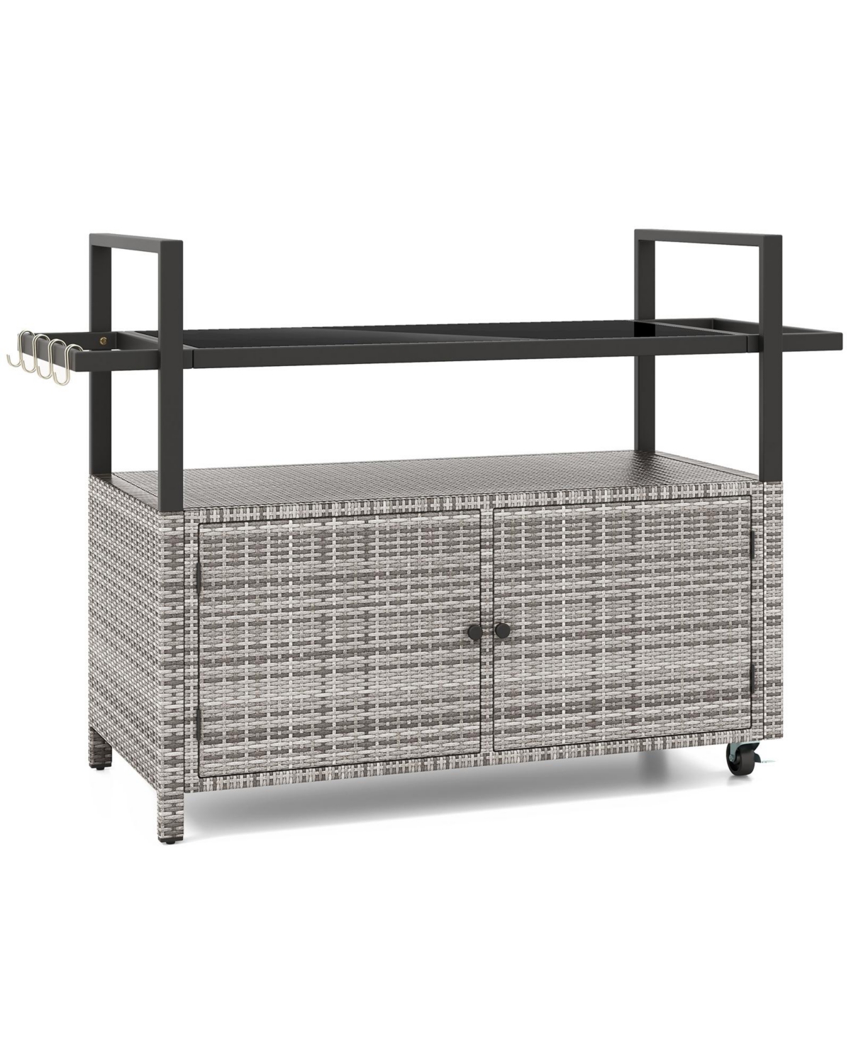 Click here for Outdoor Bar Cart Wicker Buffet Serving Cart with C... prices
