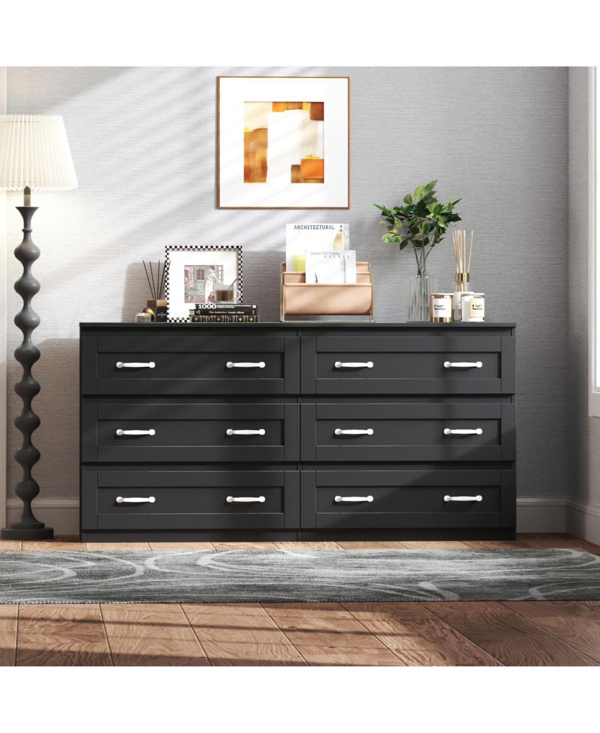 Click here for Streamdale Black Side Cabinet with 6 Drawers for L... prices