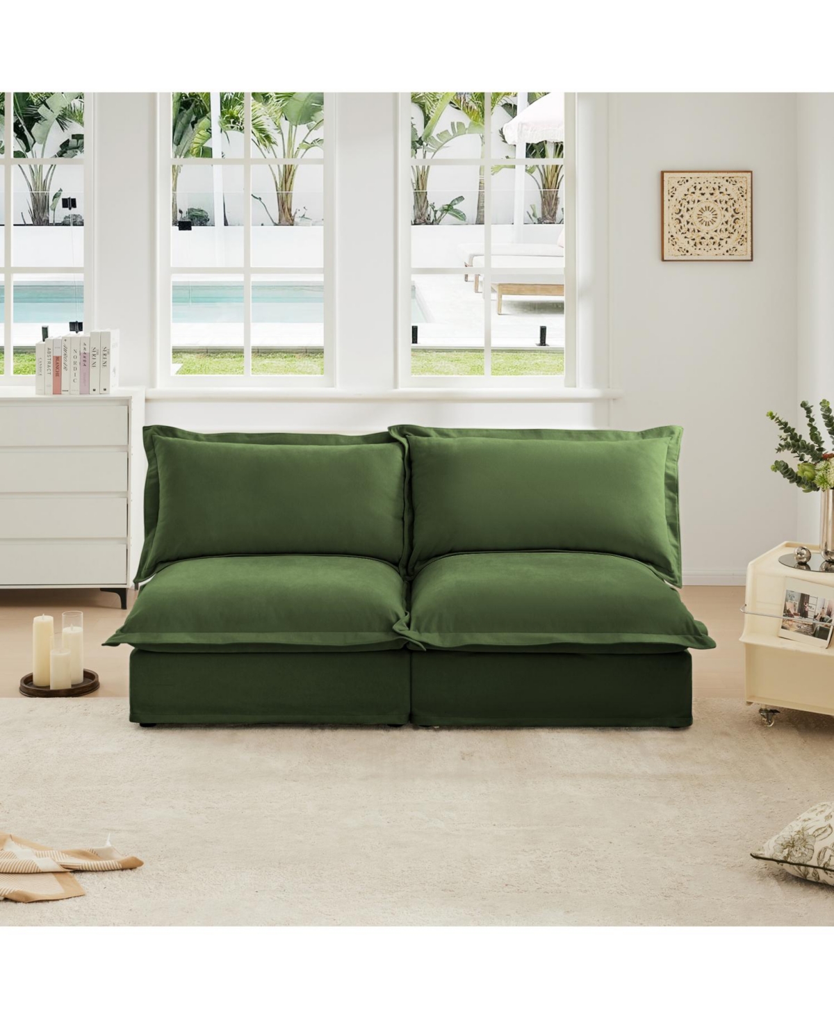 Click here for Slipcovered Armless Sofa with Convertible Design &... prices