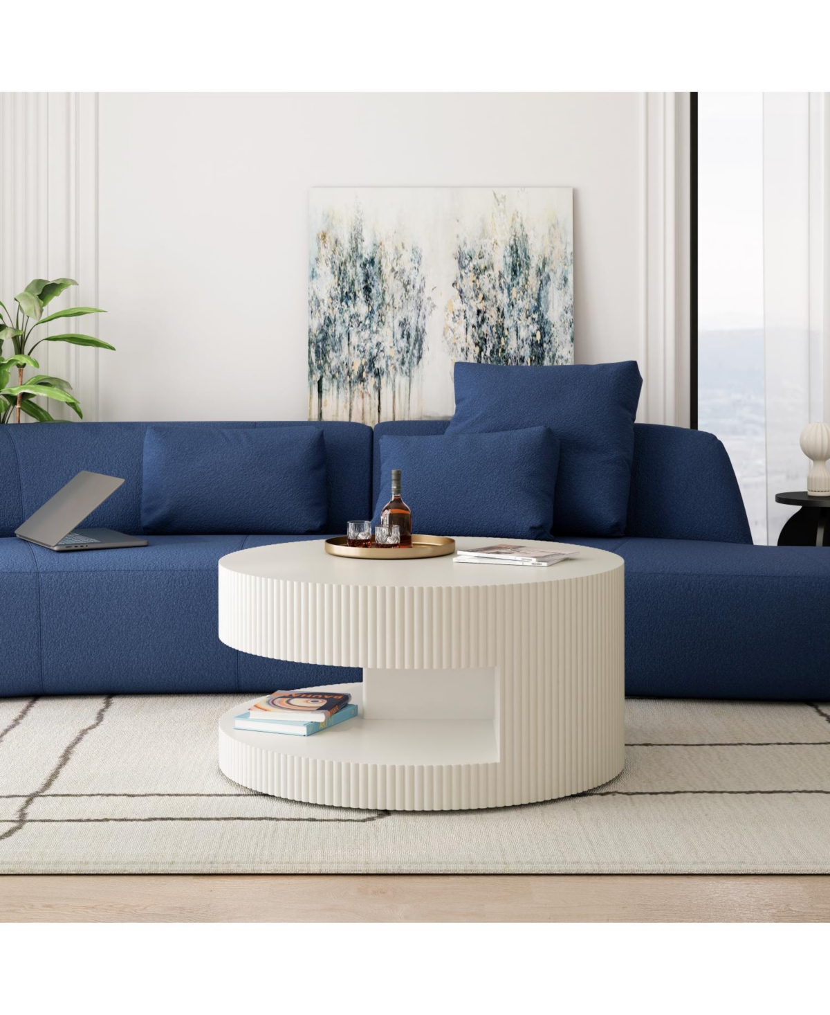 Click here for Streamdale Round Coffee Table with Storage  Modern... prices