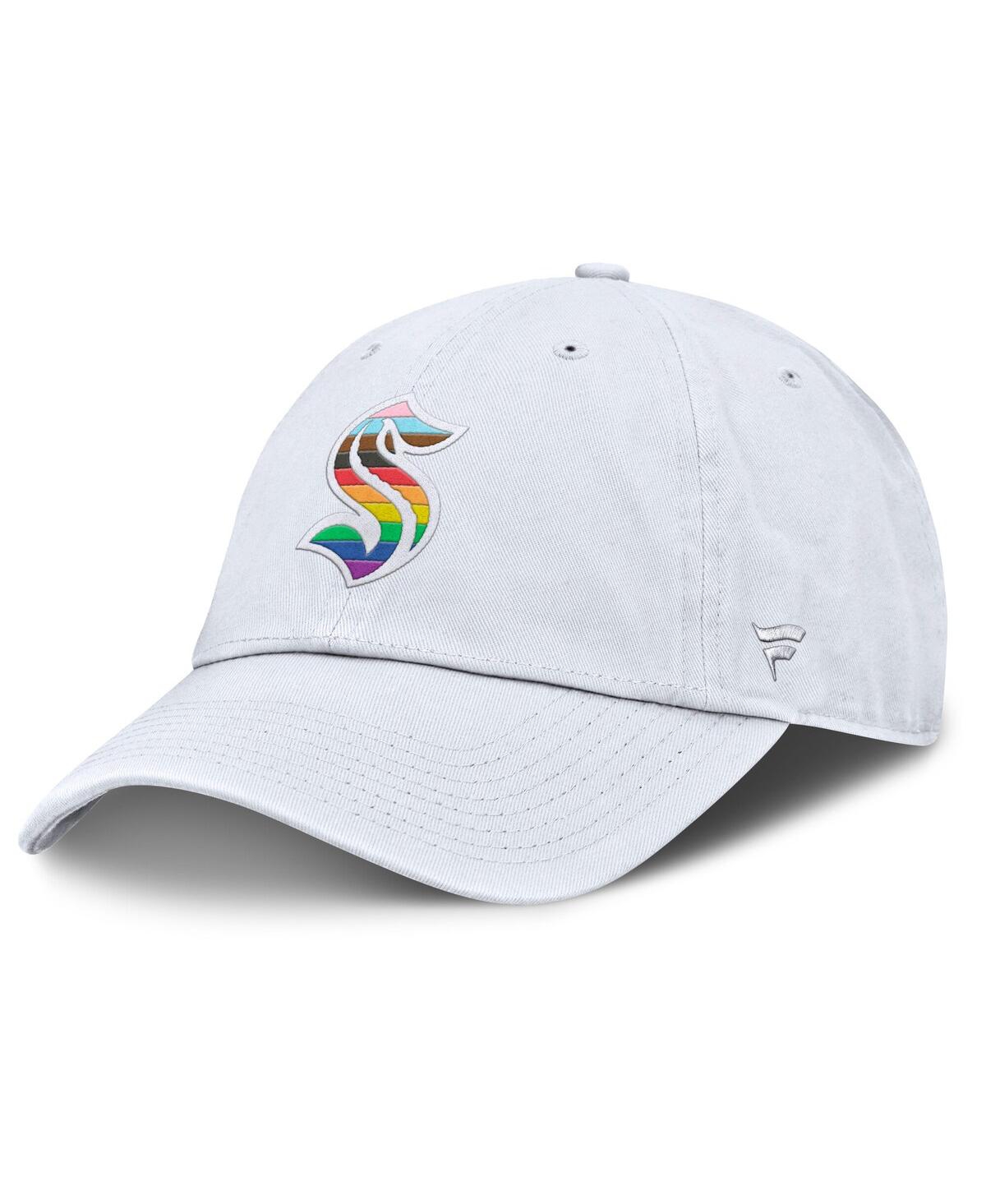 Click here for Fanatics Mens White Seattle Kraken Pride Adjustabl... prices