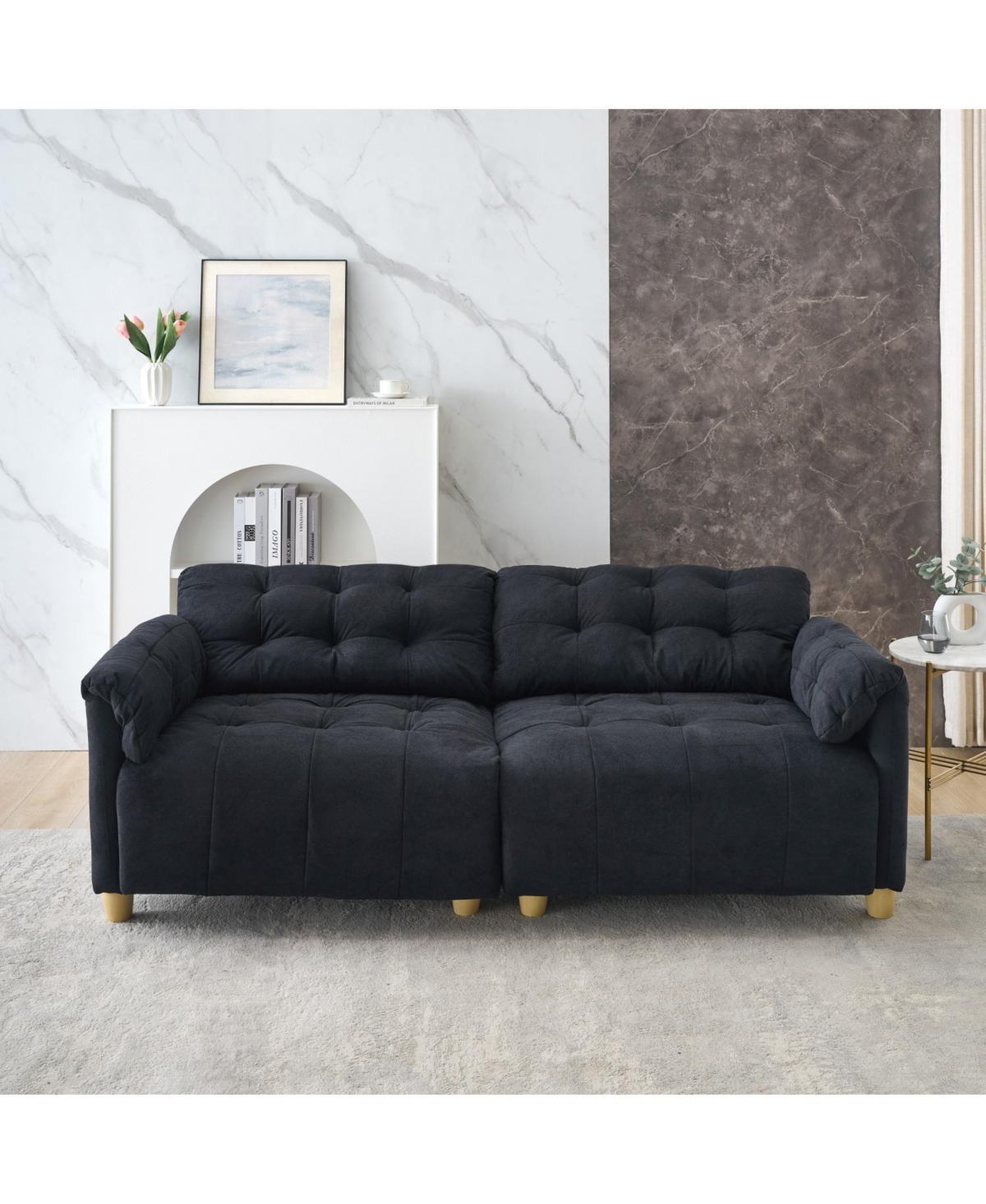 Click here for Streamdale Creamy Cloud Fabric Sofa - Black prices