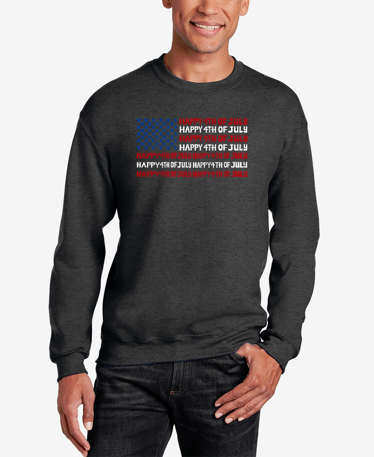 Click here for La Pop Art Mens Happy 4th of July Word Art Crewnec... prices