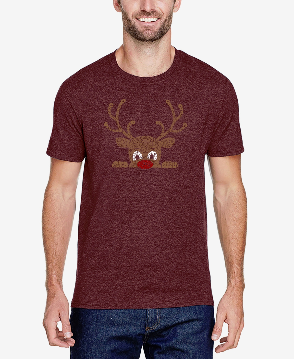 Click here for La Pop Art Mens Peeking Reindeer Premium Blend Wor... prices