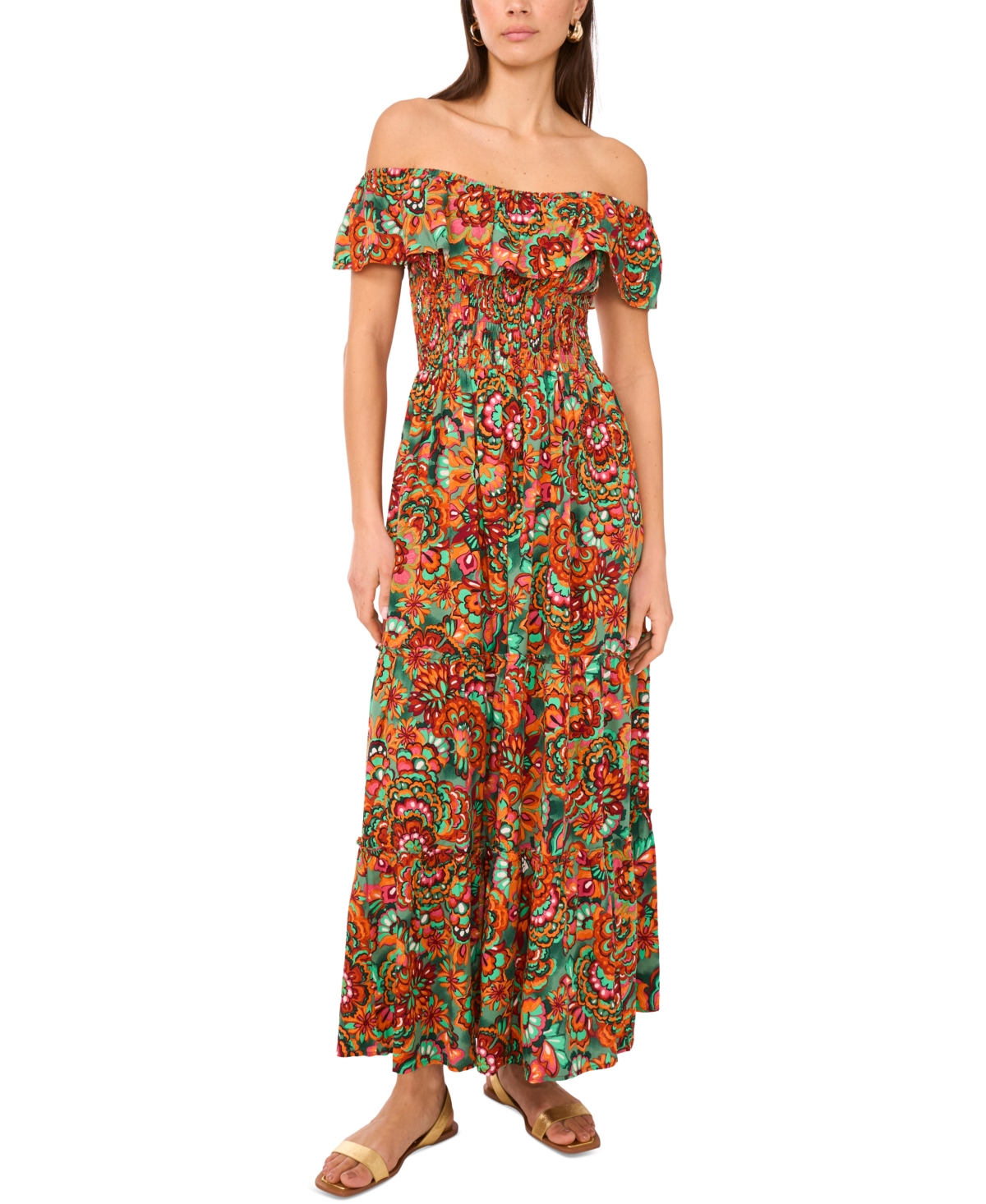 Click here for Vince Camuto Womens Off-The-Shoulder Tiered Maxi D... prices