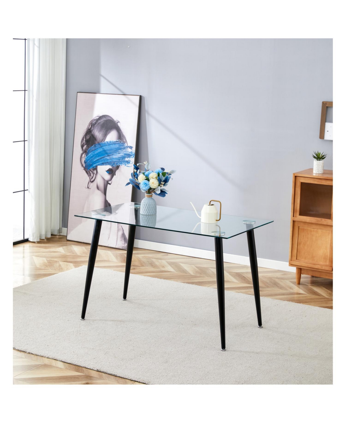 Click here for Streamdale Glass Dining Table with Black Base Refi... prices