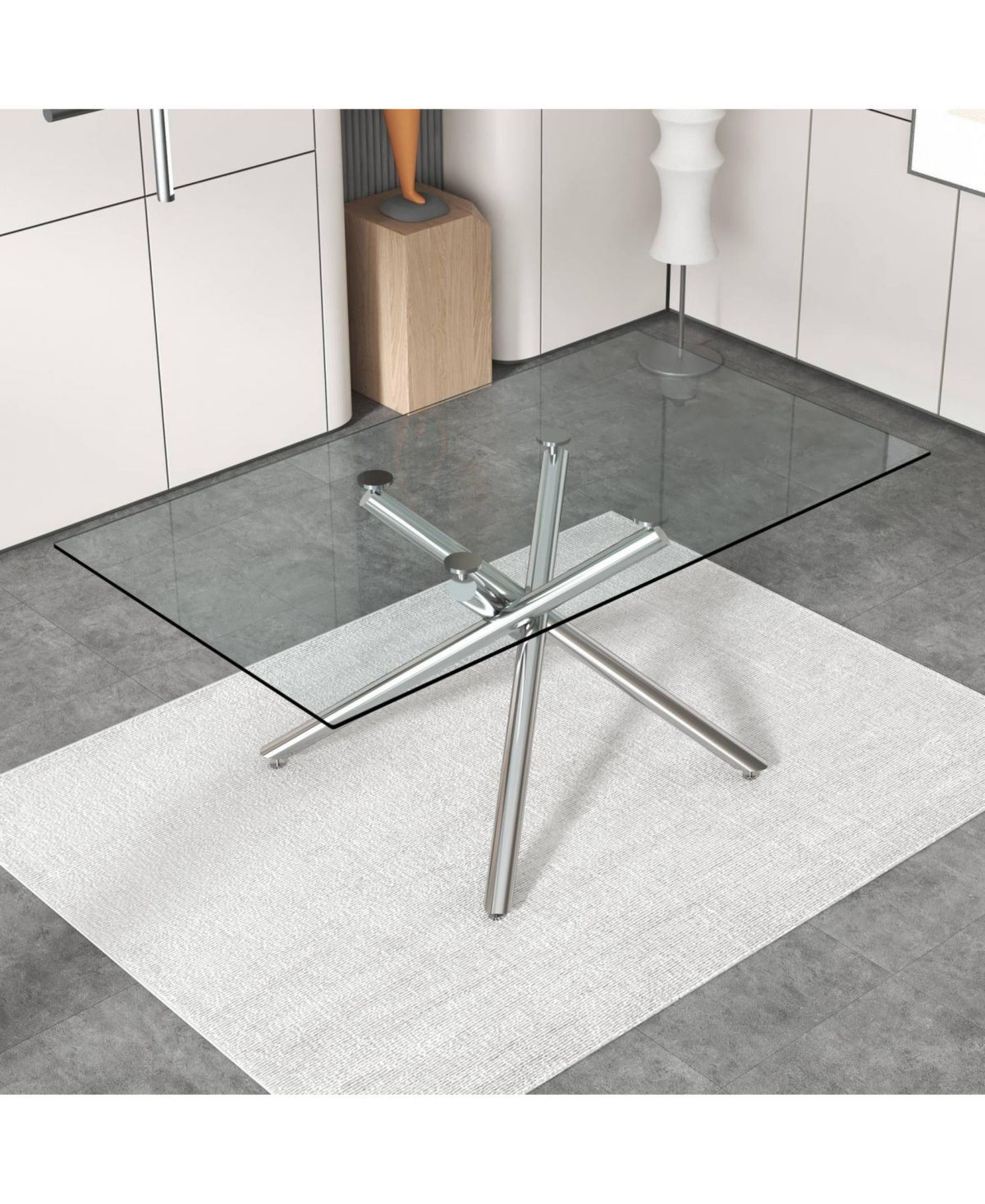 Click here for Streamdale Modern Glass Dining Table  Silver Legs... prices