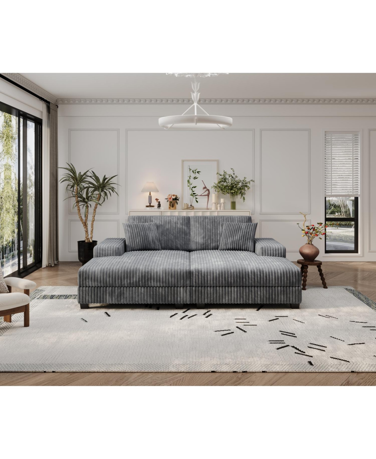 Click here for Streamdale Corduroy Convertible Sofa Bed Modern Ov... prices