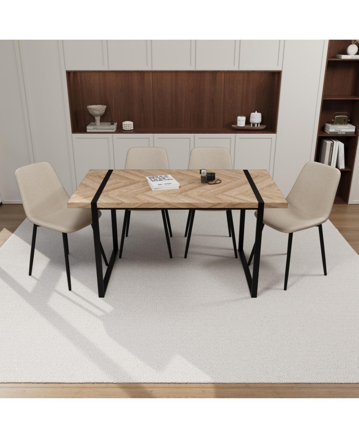 Click here for Streamdale 4-Piece Modern Dining Set 59" Ligh... prices
