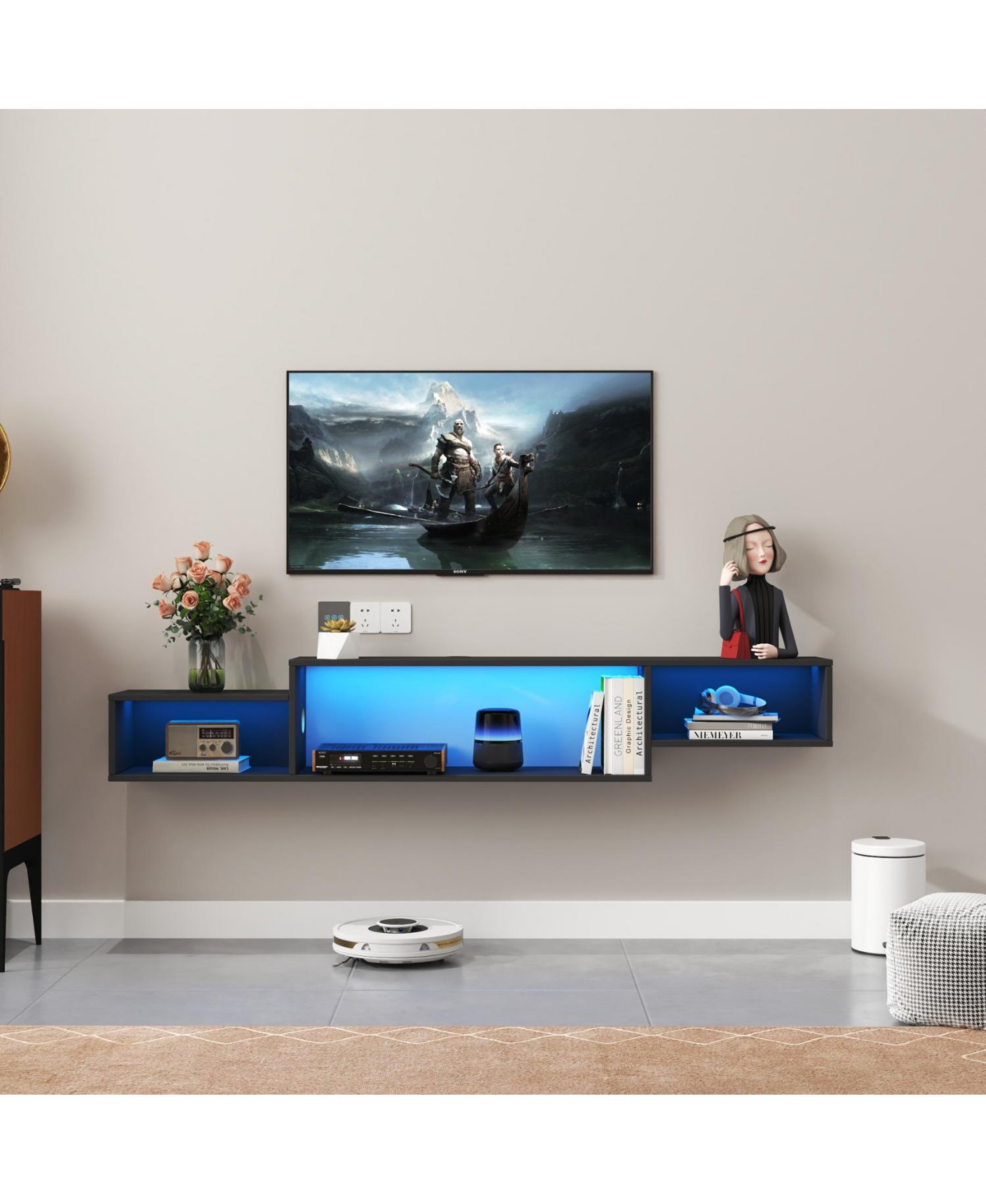 Click here for Streamdale 65.35in Wall Mounted Floating Tv Stand... prices